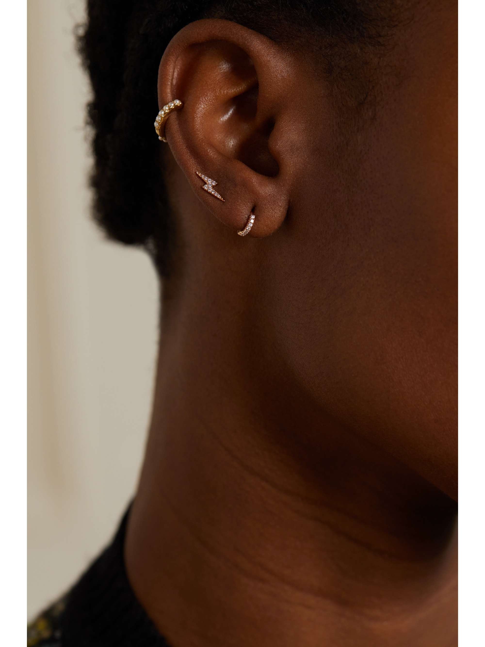 Lightning Bolt 18 karat rose gold diamond earring rose gold One Size
