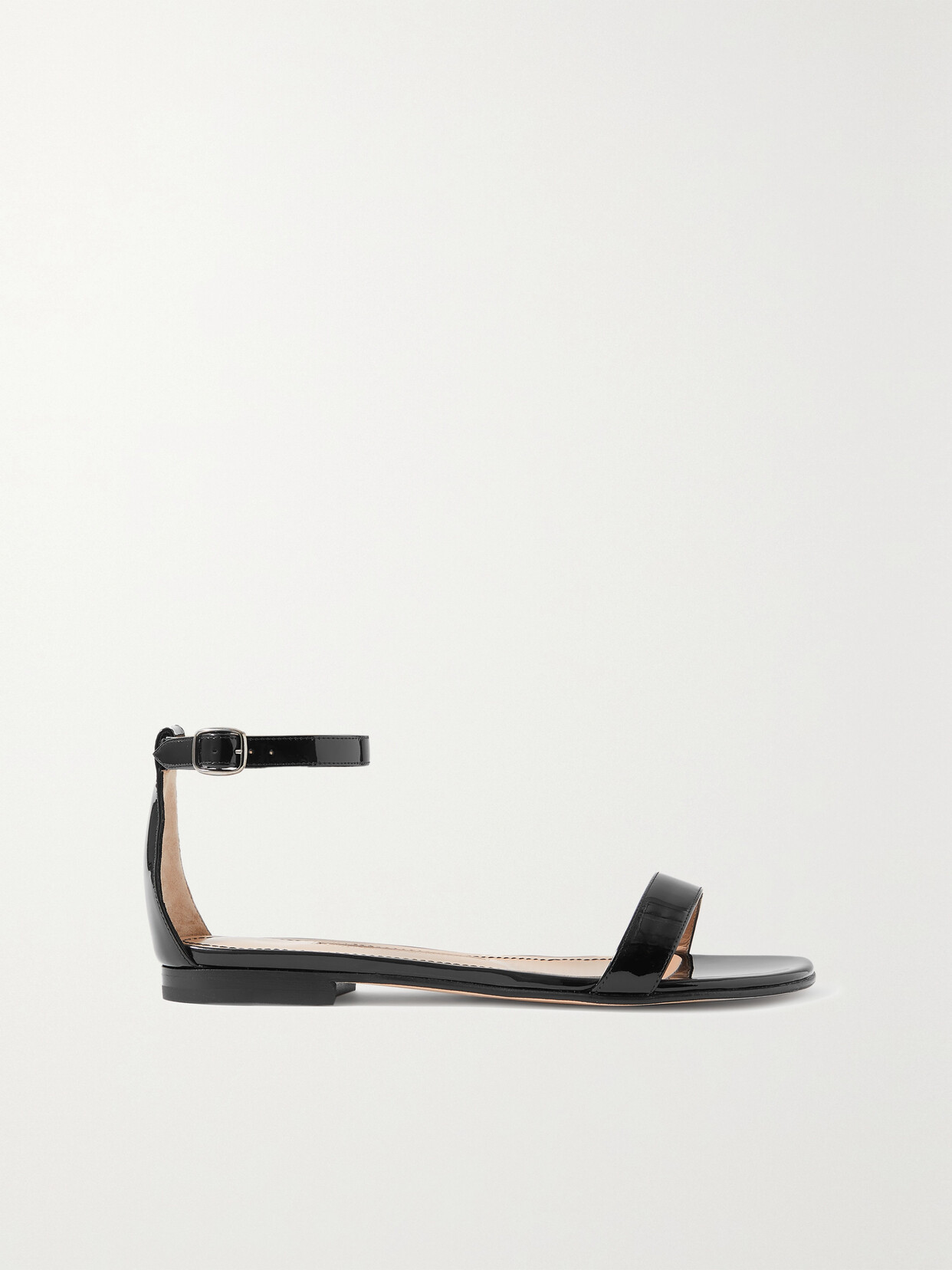 Manolo Blahnik Chafla Patent-leather Sandals In Black | ModeSens