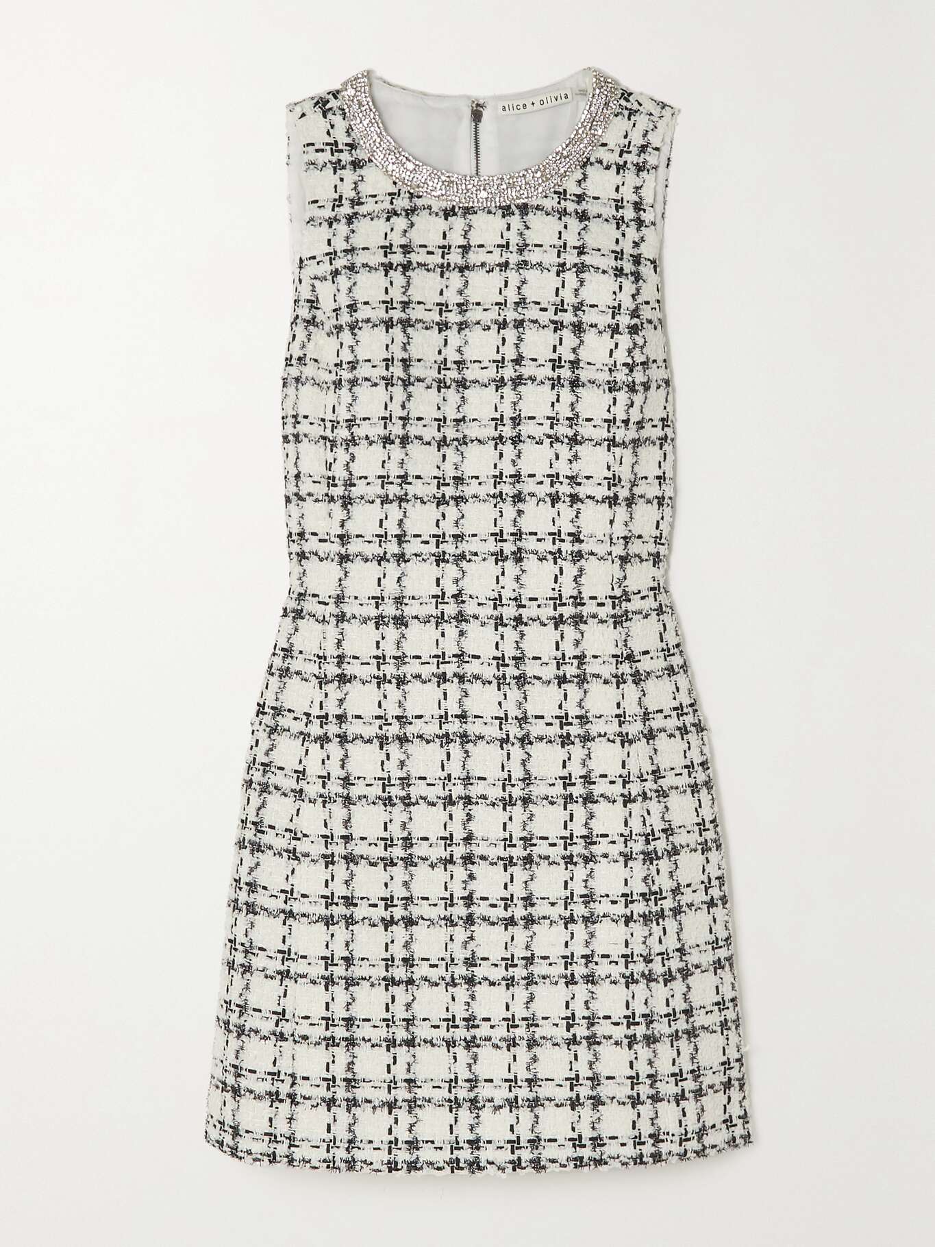 Off-white Clyde crystal-embellished checked tweed mini dress | ALICE ...