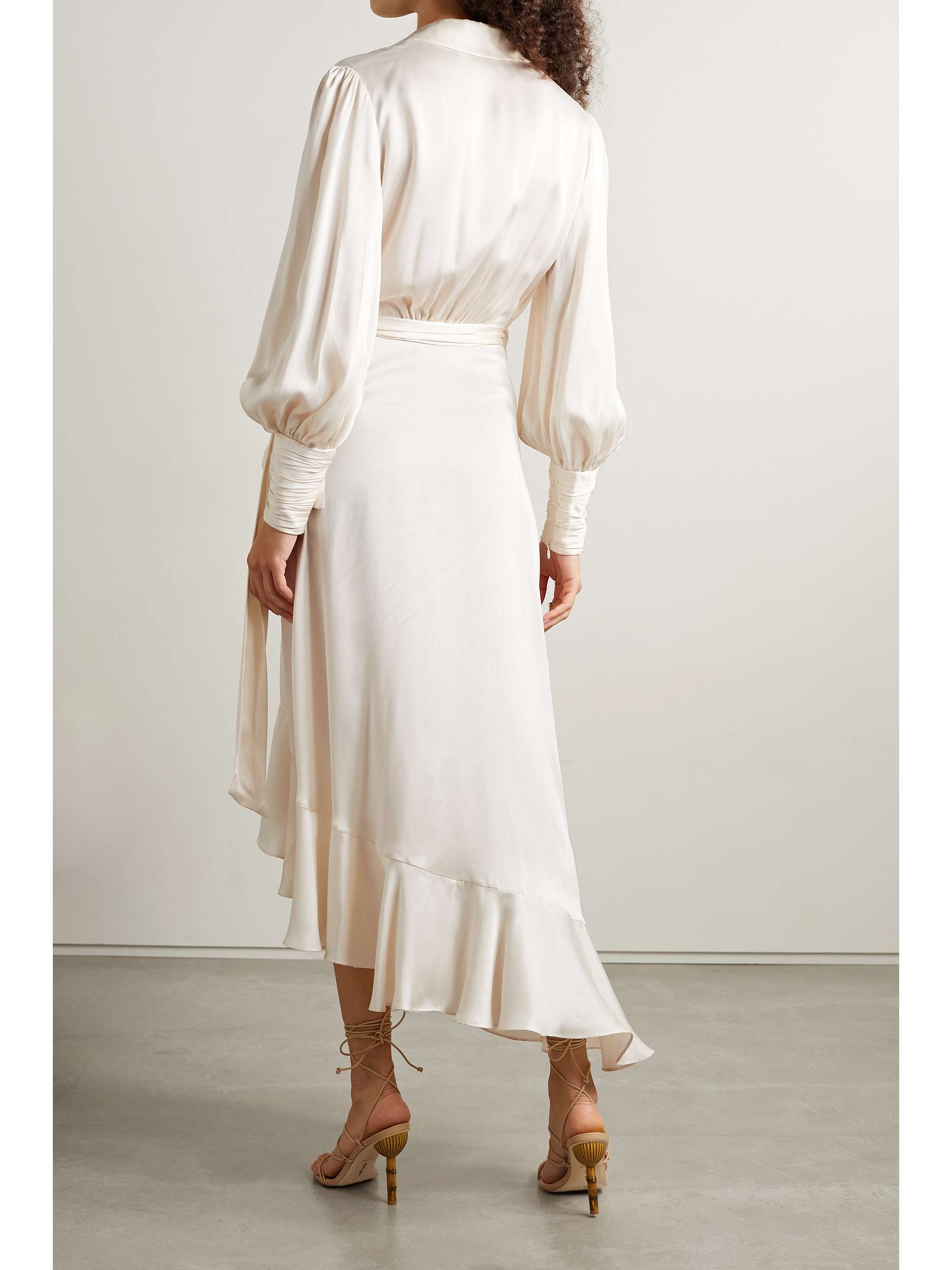ZIMMERMANN Asymmetric ruffled silk-satin wrap dress | NET-A-PORTER