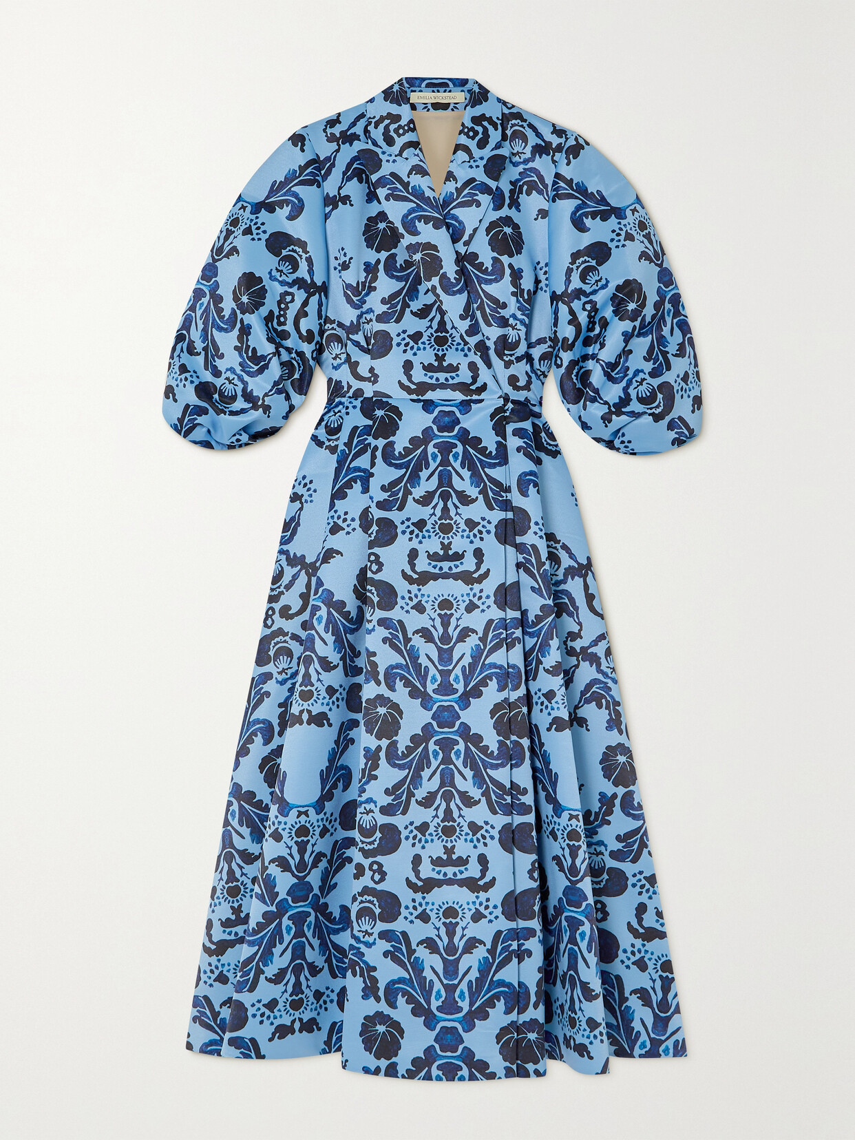 Emilia Wickstead Goldie Floral-print Taffeta-faille Midi Dress In Blue ...