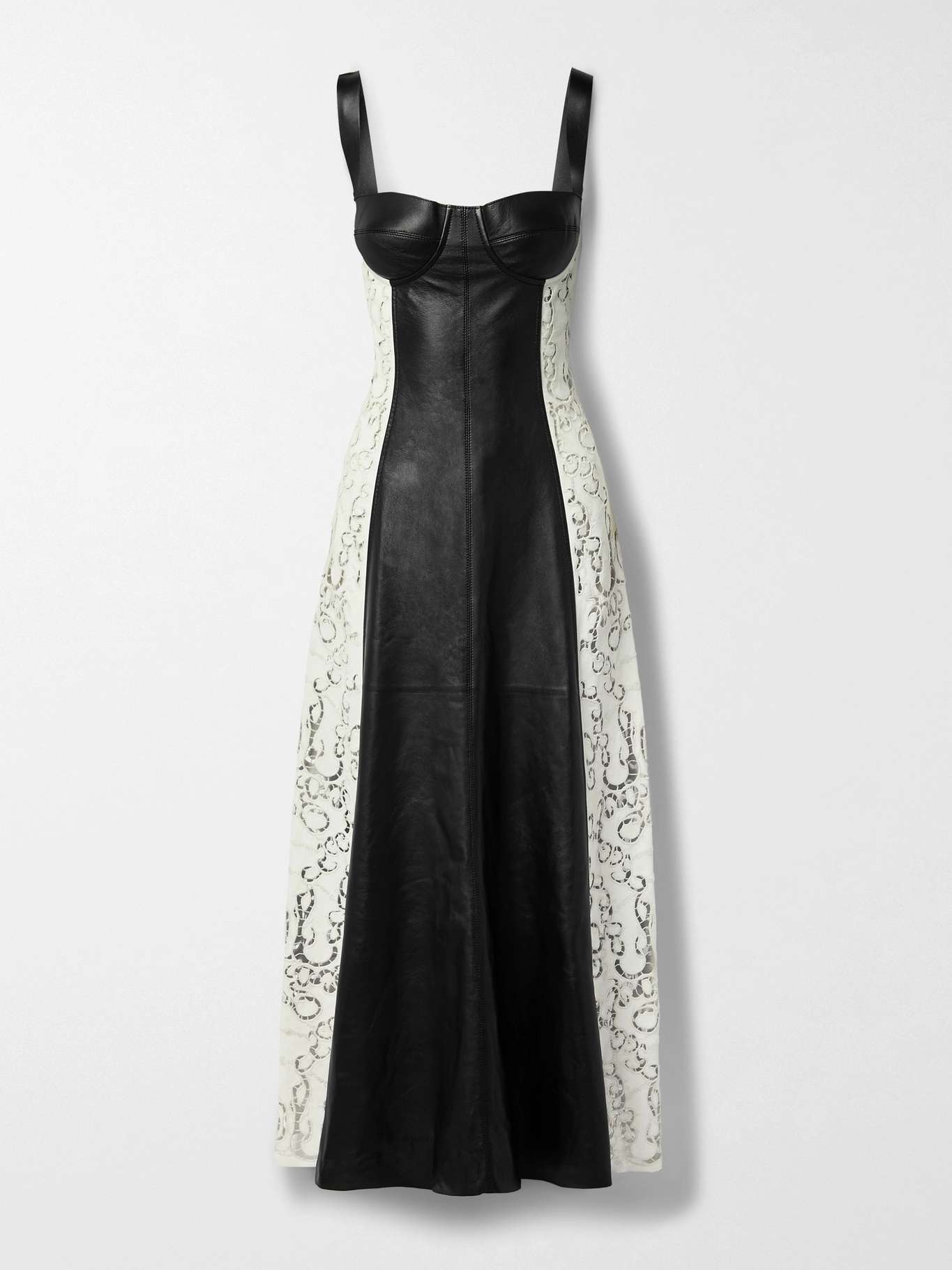 GABRIELA HEARST Abami paneled lace motif leather maxi dress | NET-A-PORTER