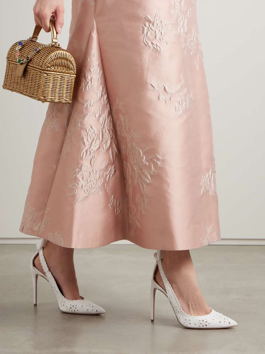 AQUAZZURA Bow Tie 105 broderie anglaise canvas pumps | NET-A-PORTER