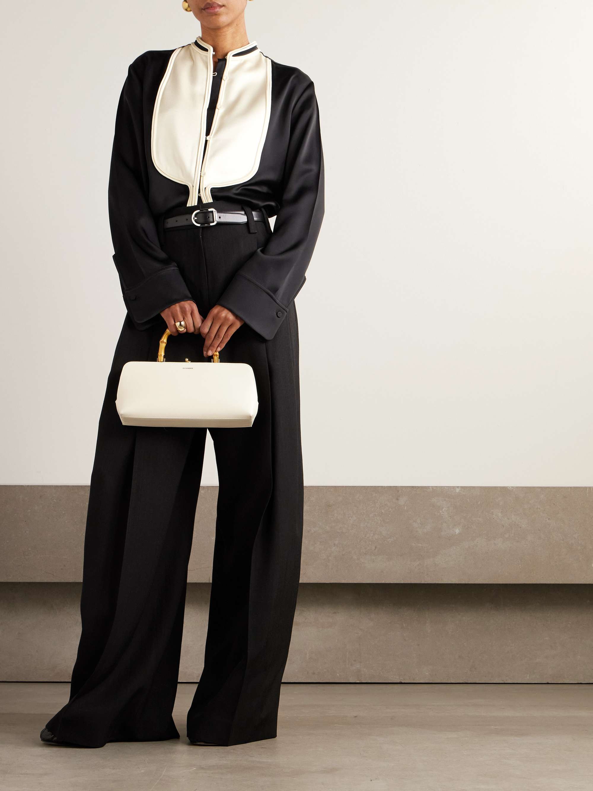 JIL SANDER Oversized two-tone piped crepe shirt | NET-A-PORTER JIL SANDER Oversized two-tone piped crepe shirt | NET-A-PORTER