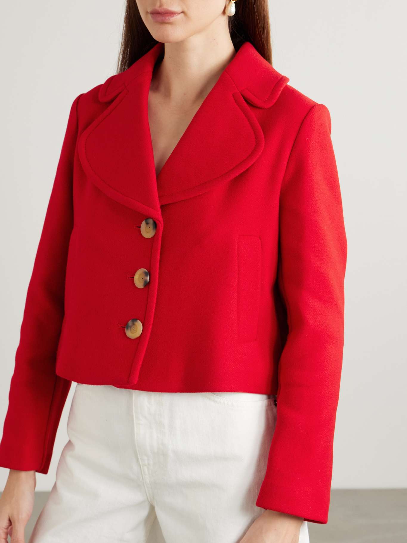 RIXO Keyla cropped wool-blend twill jacket | NET-A-PORTER