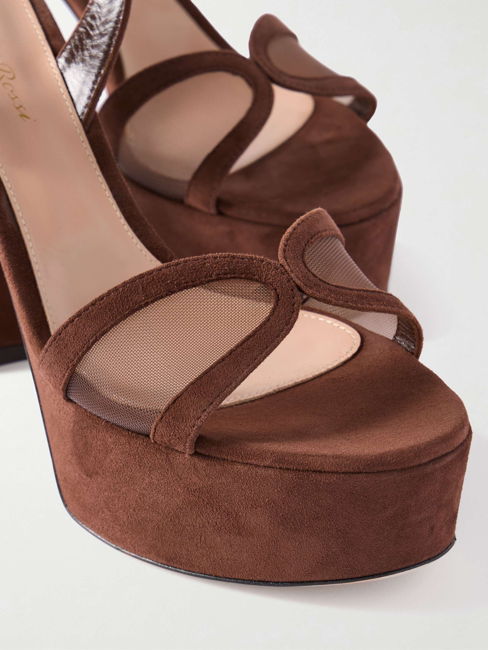 GIANVITO ROSSI 120 スエード メッシュパネル プラットフォーム GIANVITO ROSSI 120 スエード メッシュパネル プラットフォーム