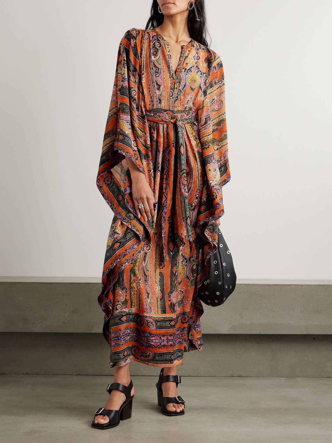 ISABEL MARANT Melinda belted embellished printed silk-voile maxi dress ...