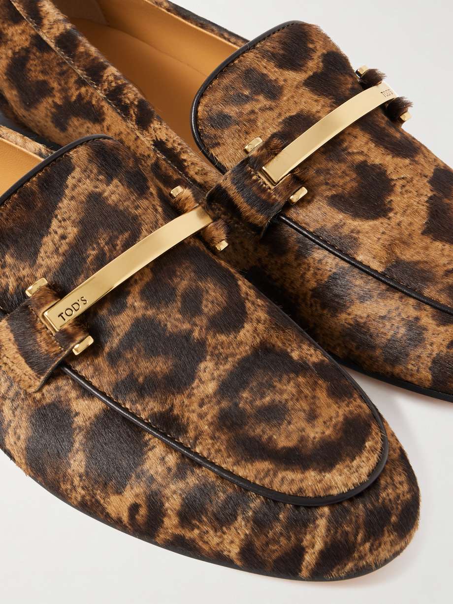 TOD'S Embellished leopard-print calf hair loafers | NET-A-PORTER