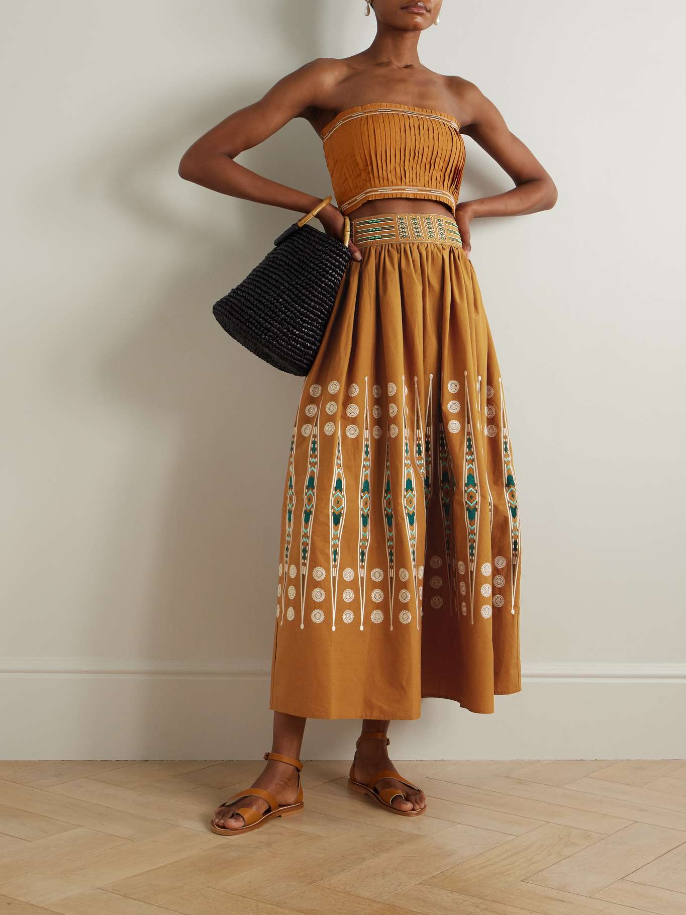 EMPORIO SIRENUSE Flavia strapless cropped embroidered cotton top | NET ...