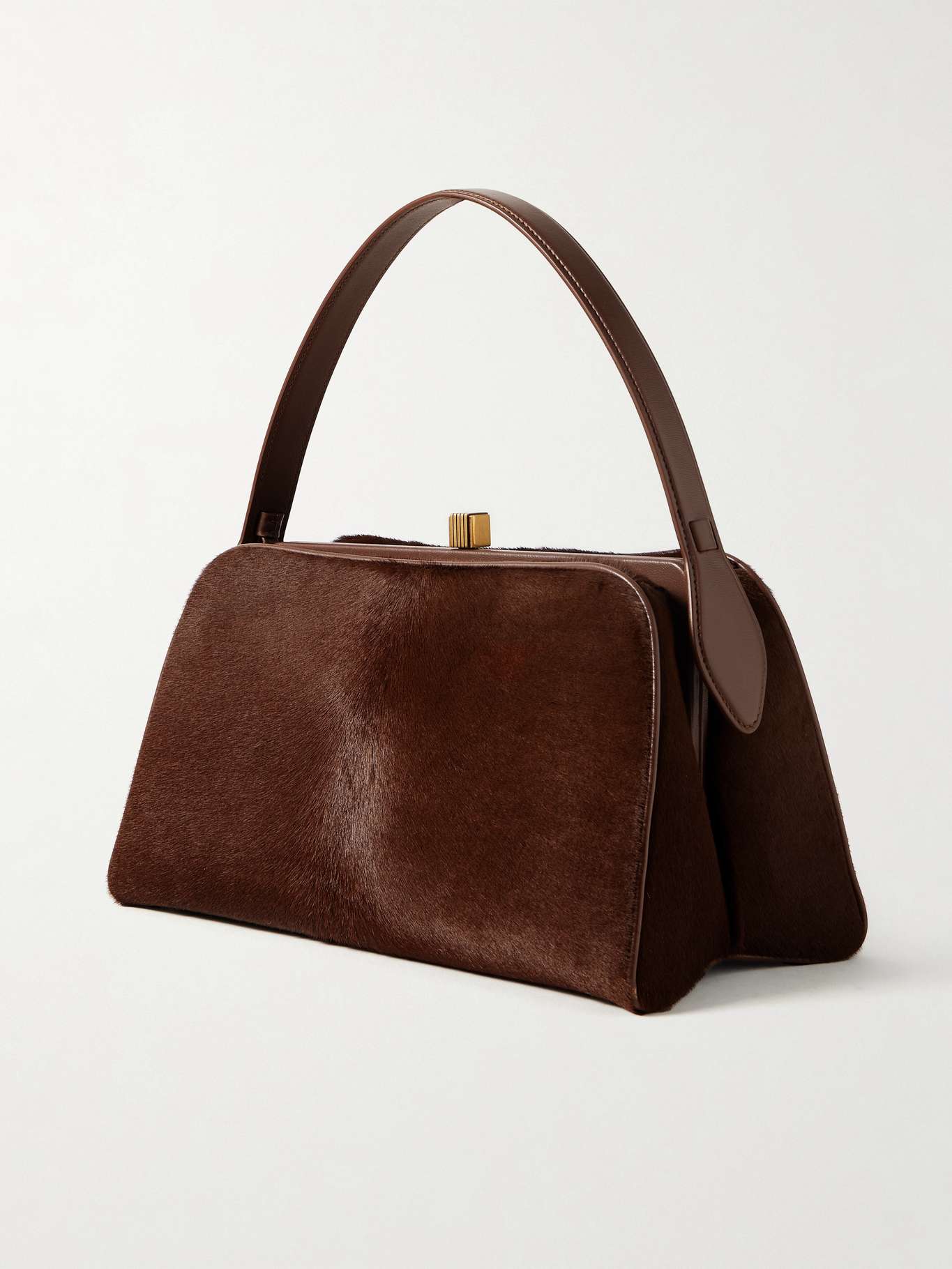 KHAITE Cate leather-trimmed calf hair tote | NET-A-PORTER