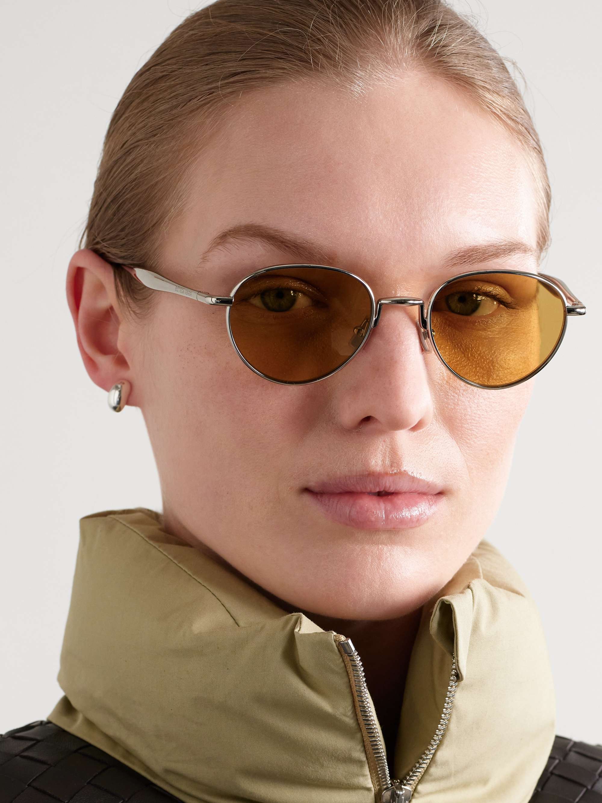 BOTTEGA VENETA EYEWEAR ラウンドフレーム シルバートーン BOTTEGA VENETA EYEWEAR ラウンドフレーム シルバートーン