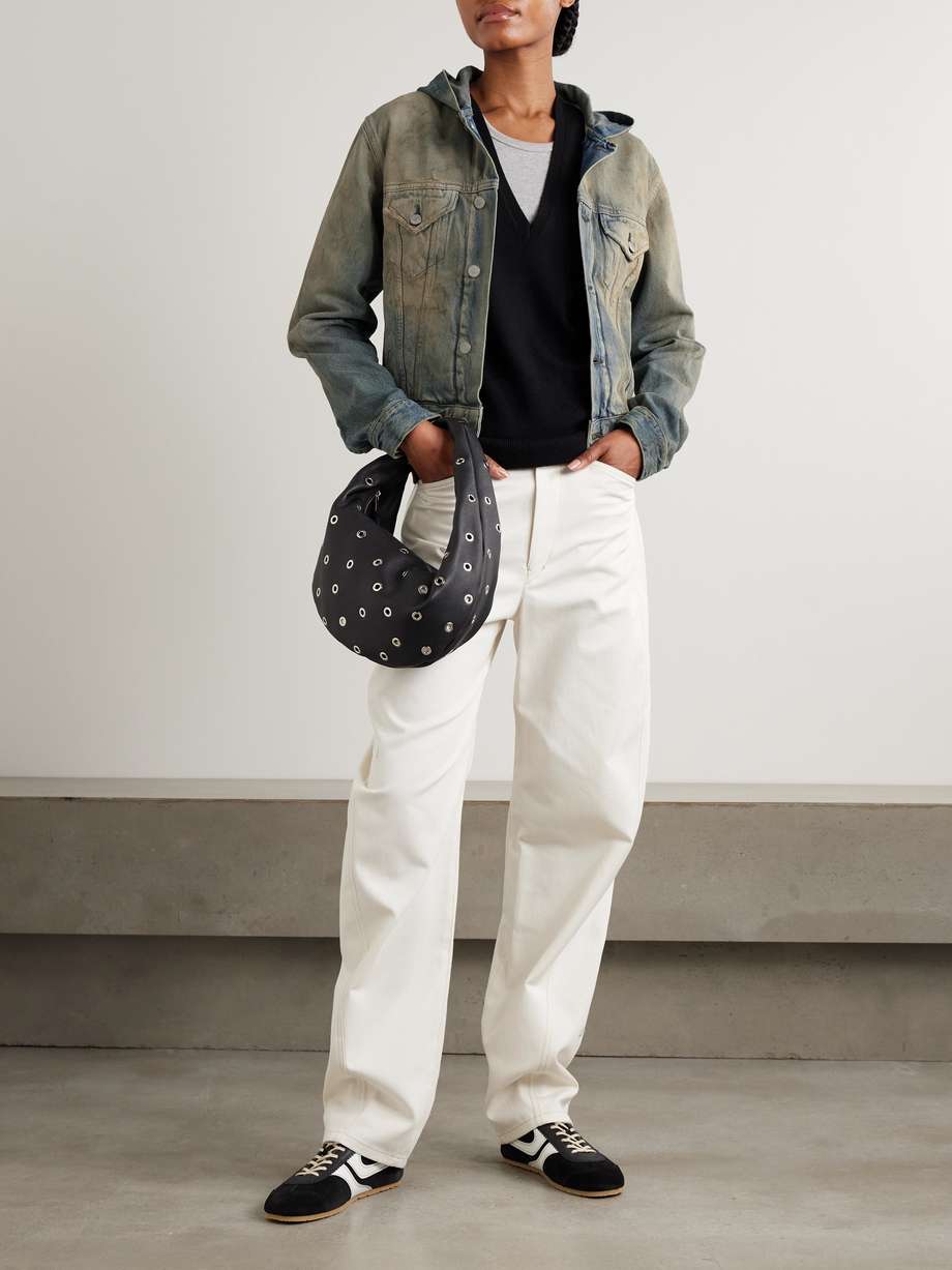 ACNE STUDIOS Hooded distressed organic denim jacket | NET-A-PORTER