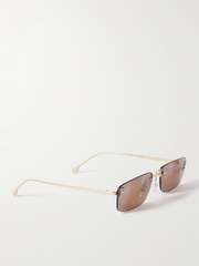 FENDI EYEWEAR Fendi First rectangular-frame crystal-embellished gold ...