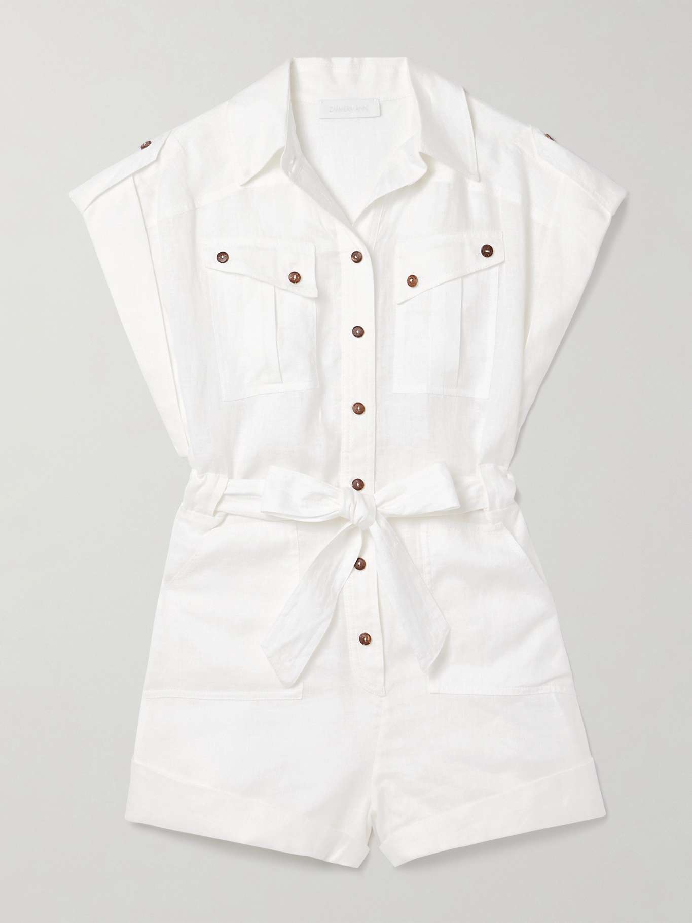 ZIMMERMANN Rhiannon belted linen playsuit | NET-A-PORTER