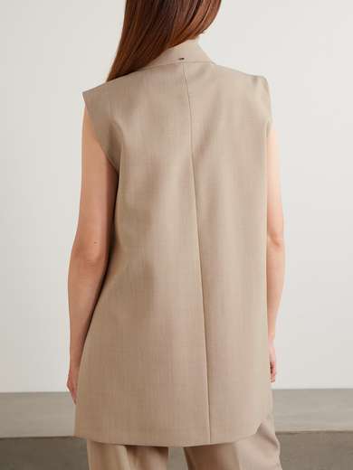 SPORTMAX Oversized belted grain de poudre wool vest | NET-A-PORTER