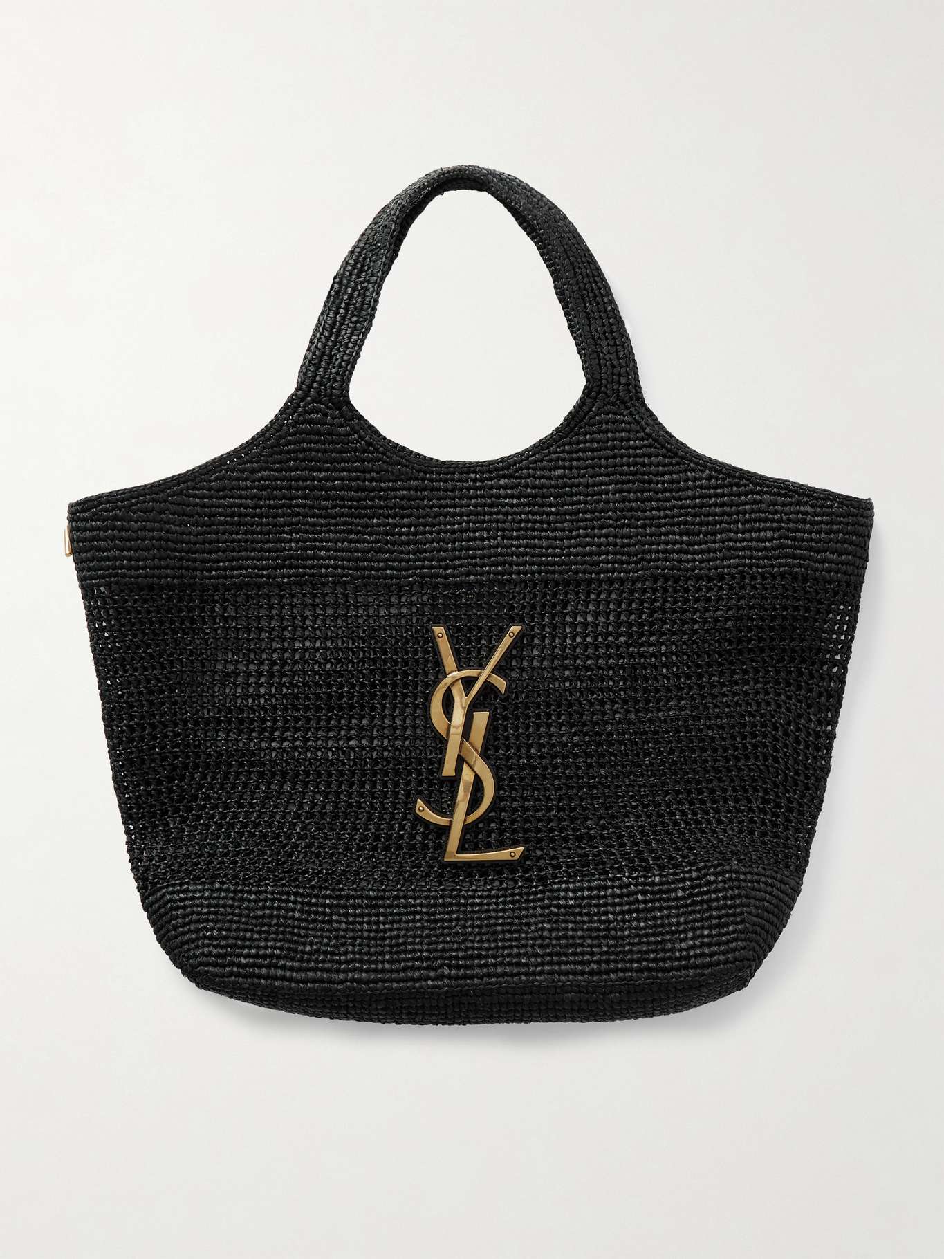 SAINT LAURENT Icare maxi embellished raffia tote | NET-A-PORTER