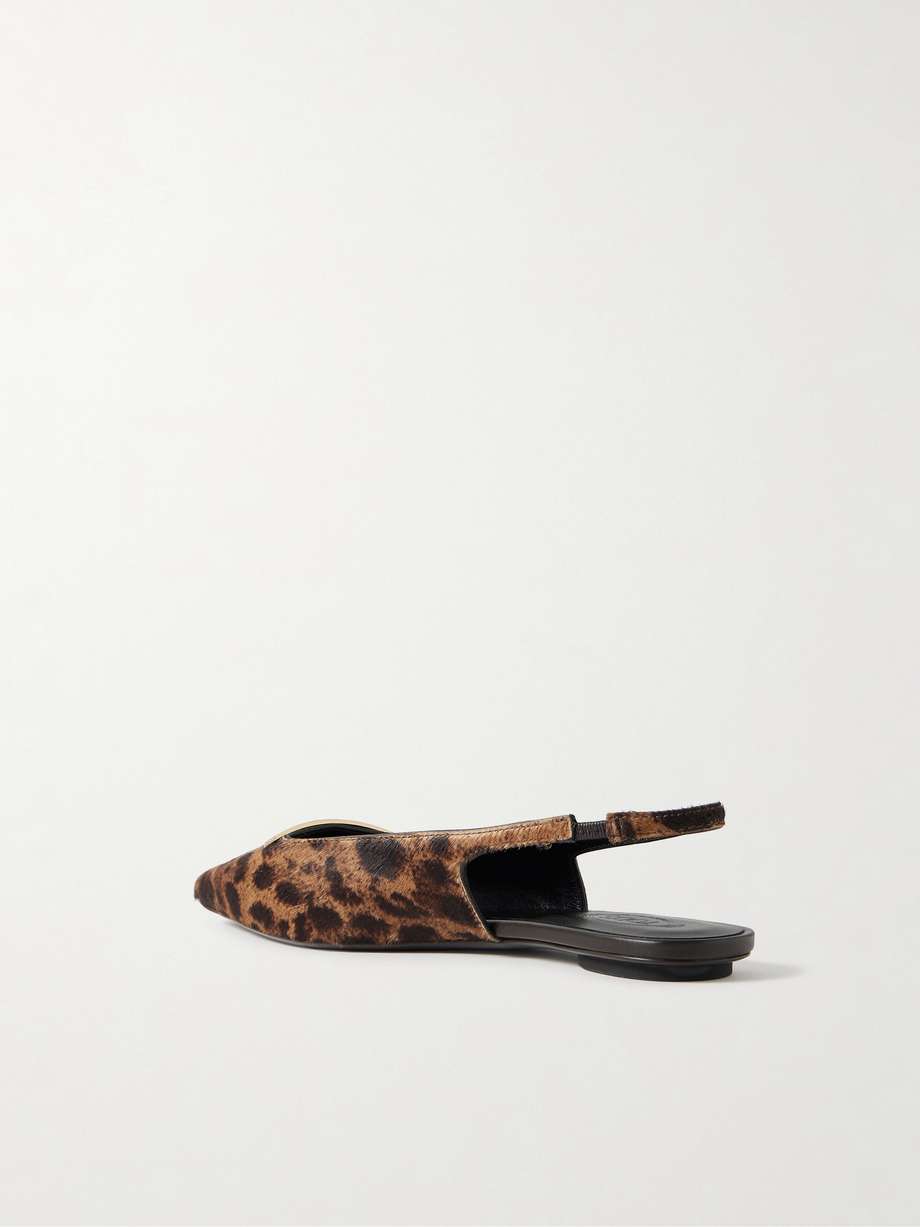 TOD'S Embellished leopard-print calf hair slingback flats | NET-A-PORTER
