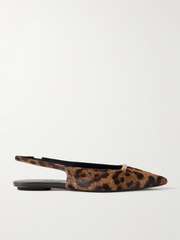 TOD'S Embellished leopard-print calf hair slingback flats | NET-A-PORTER