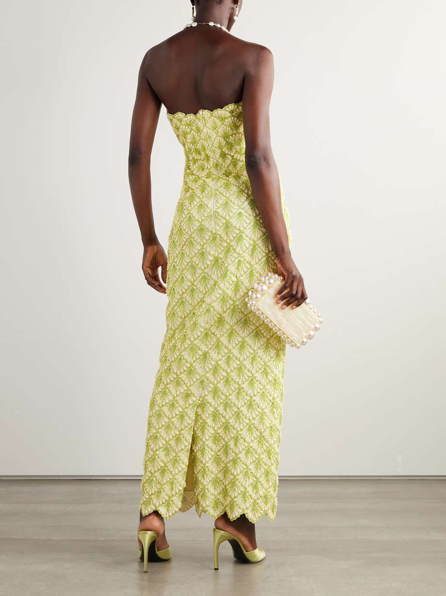 CLIO PEPPIATT Ariel strapless scalloped embellished satin gown | NET-A ...