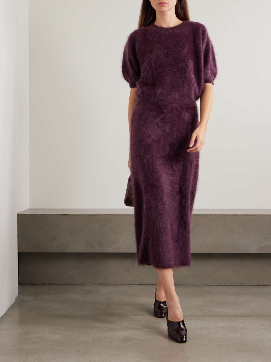LISA YANG Asta brushed-cashmere midi skirt | NET-A-PORTER