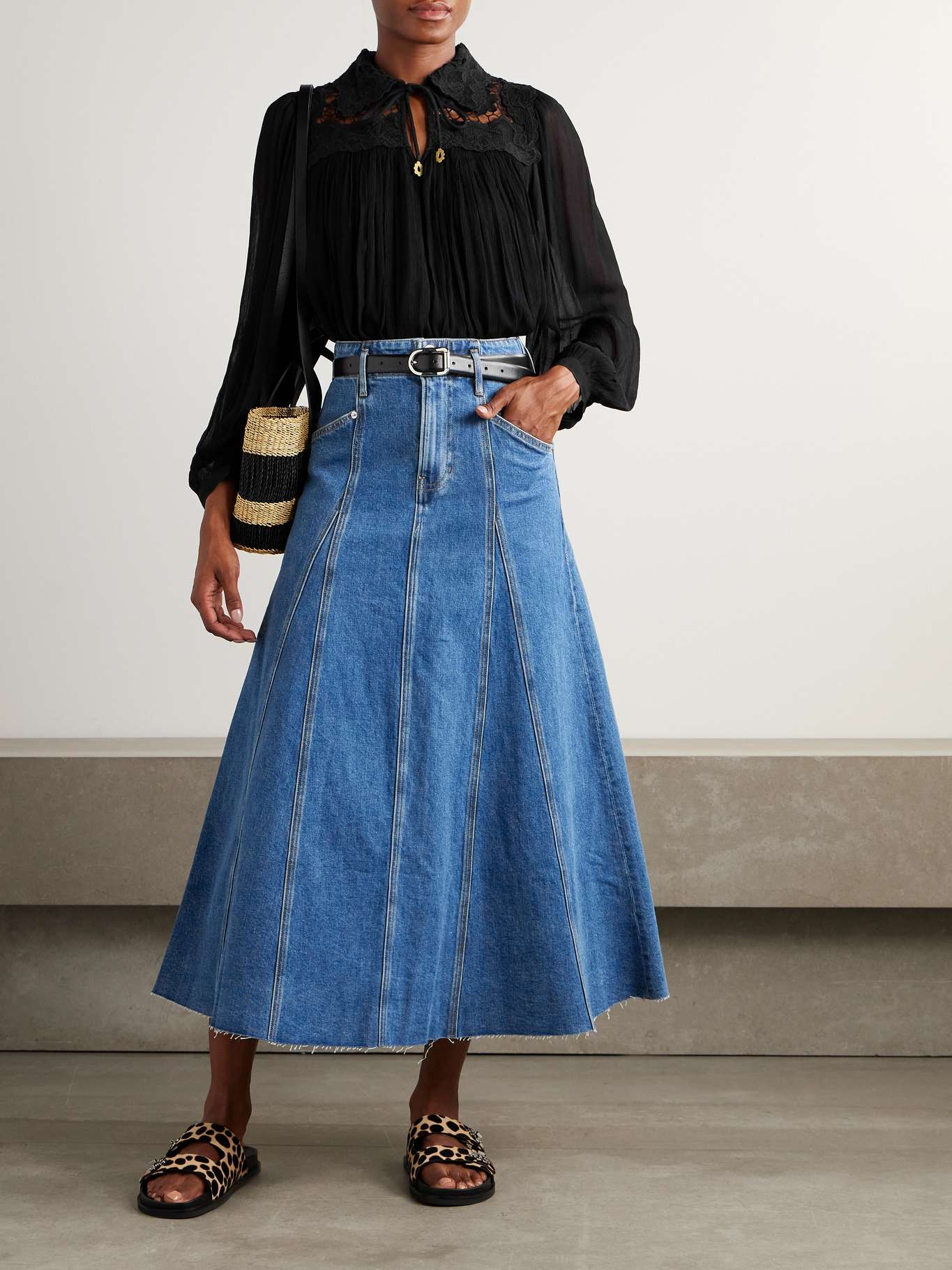 SEA Daphne lace-trimmed crinkled crepon blouse | NET-A-PORTER