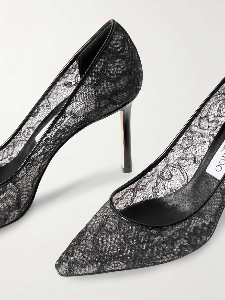 JIMMY CHOO Romy 85 leather-trimmed lace pumps | NET-A-PORTER