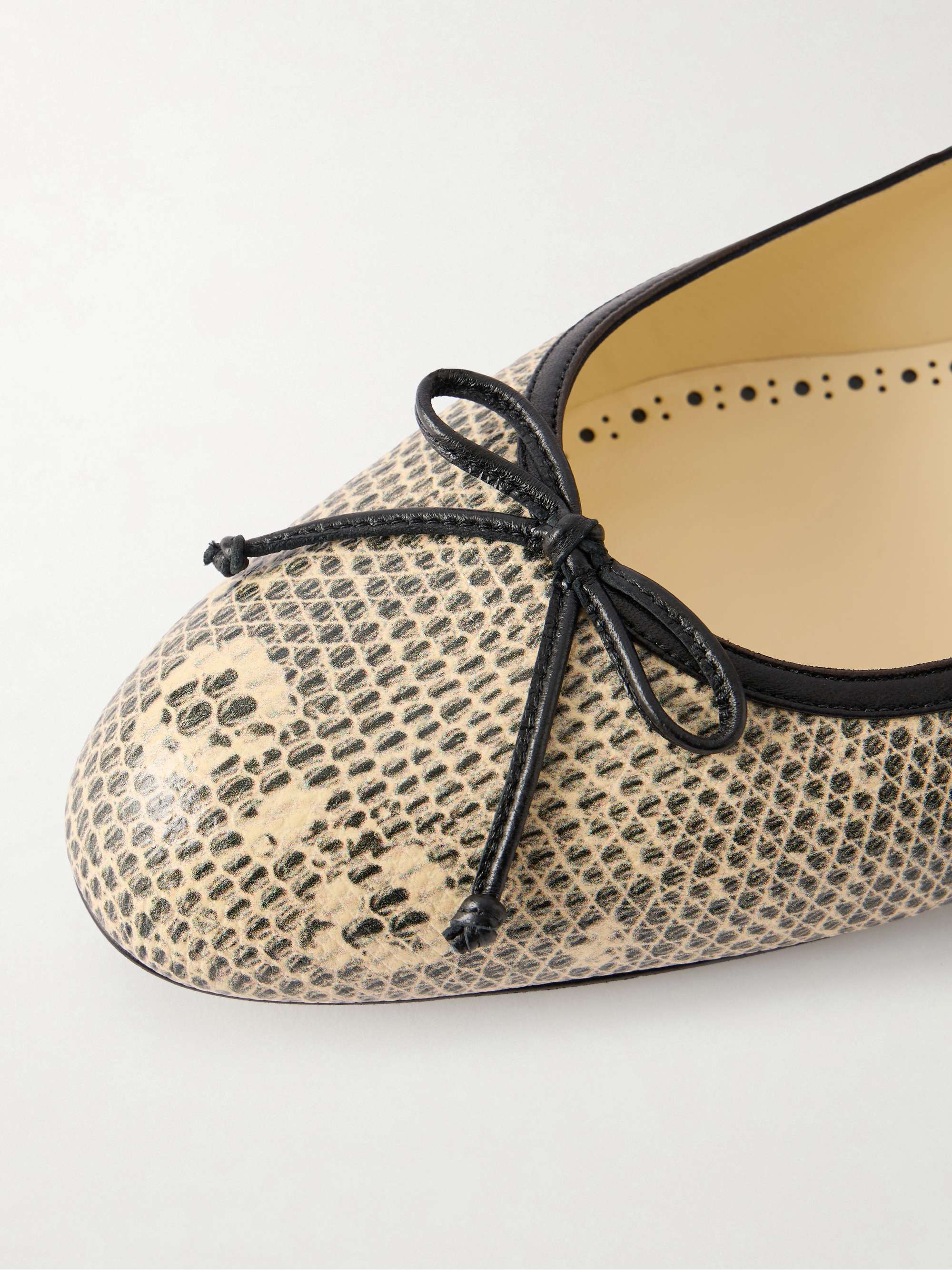 MANOLO BLAHNIK Veralli lizard-effect leather ballet flats | NET-A-PORTER
