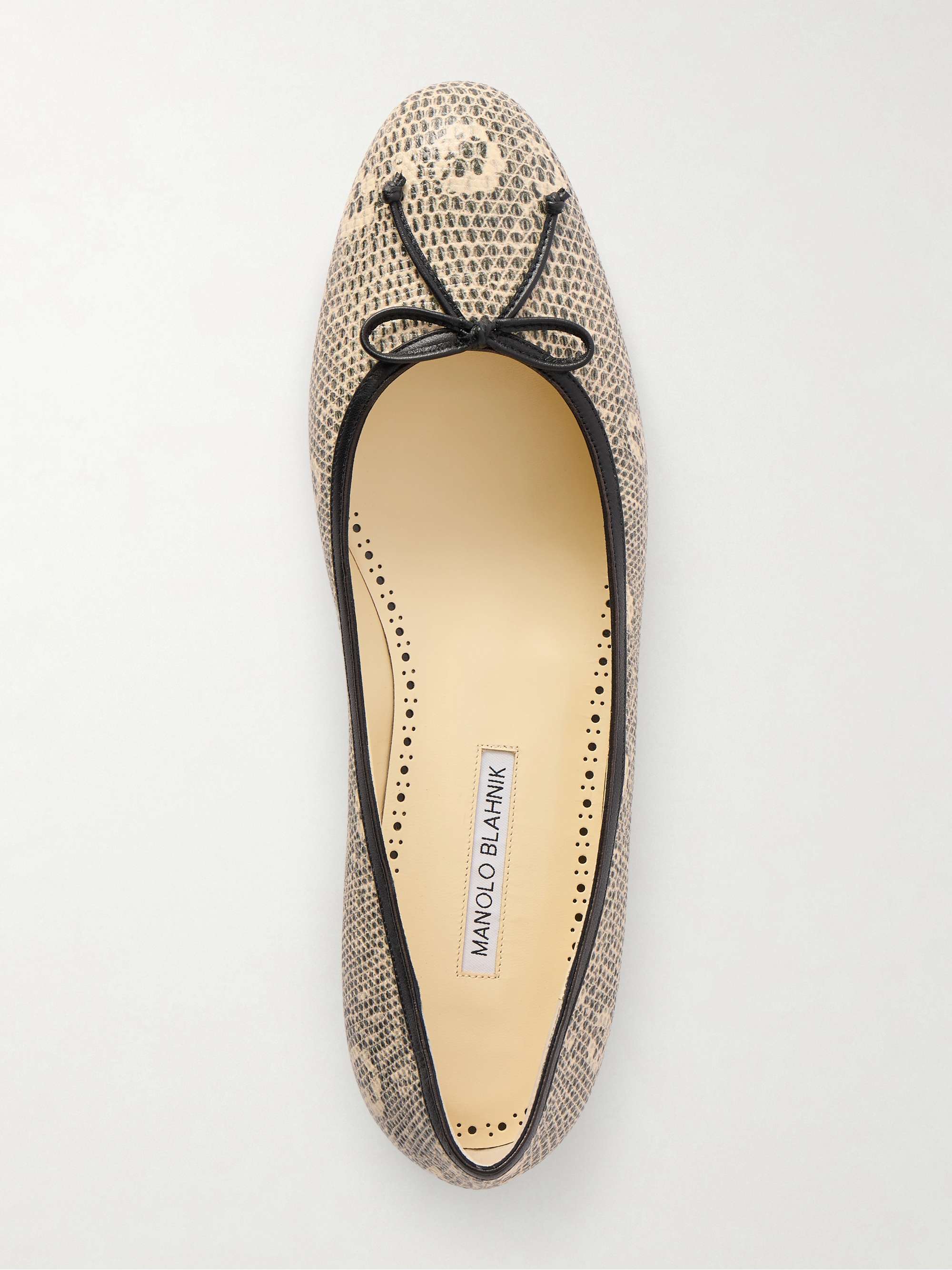 MANOLO BLAHNIK Veralli lizard-effect leather ballet flats | NET-A-PORTER