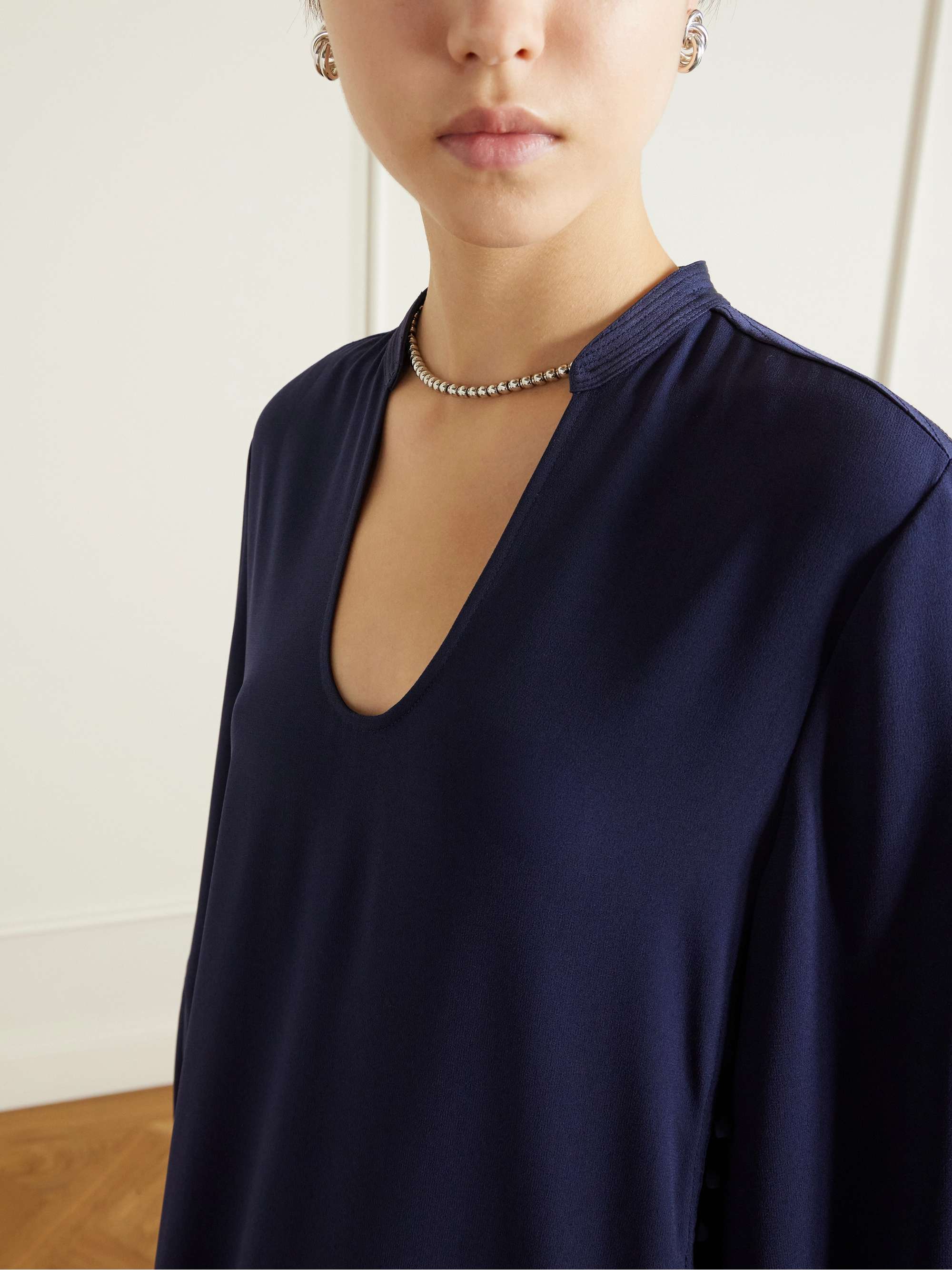 LA LIGNE Francine button-detailed crepe maxi dress | NET-A-PORTER