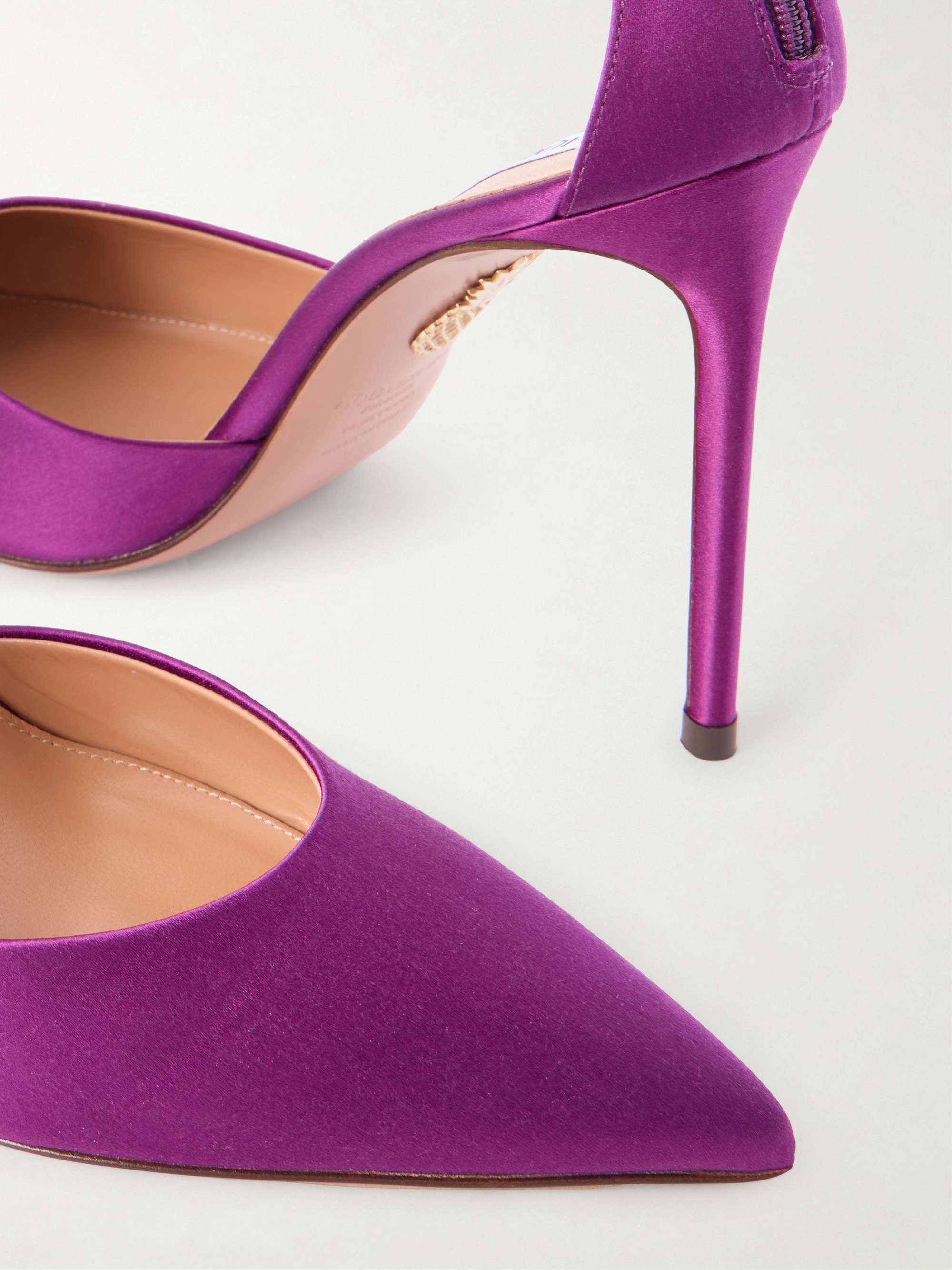 Purple Luce 105 crystal-embellished satin pumps | AQUAZZURA | NET-A-PORTER