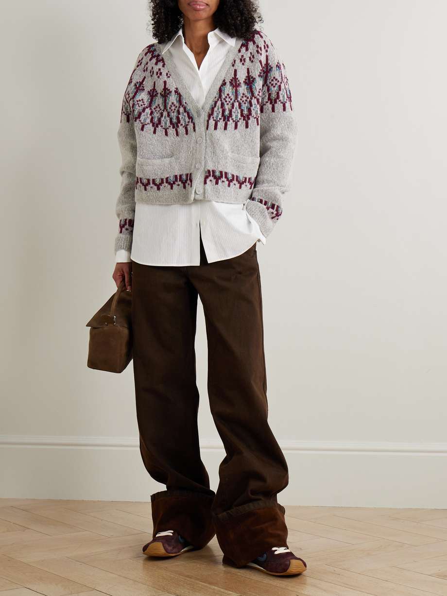 LOEWE Sequin-embellished Fair Isle wool-blend cardigan | NET-A-PORTER