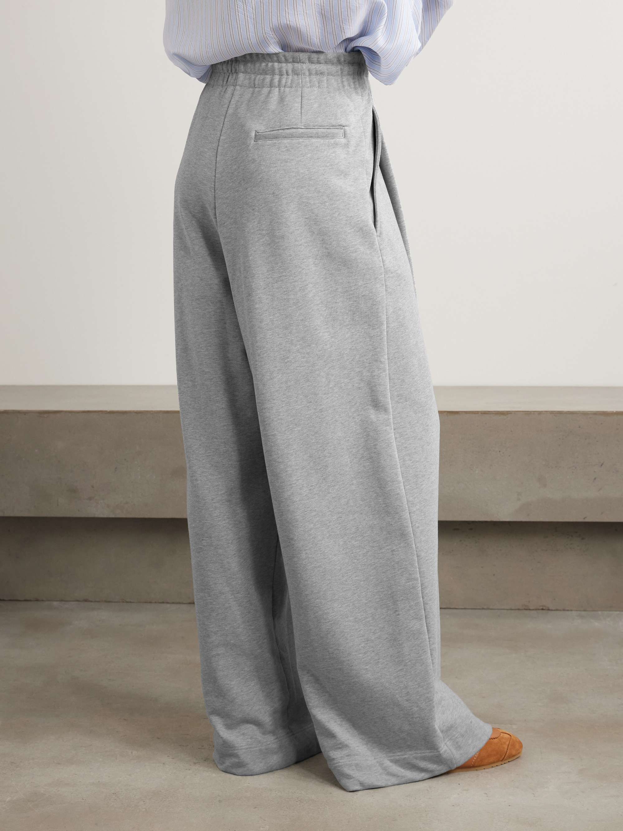 DRIES VAN NOTEN Pleated cotton-jersey wide-leg track pants | NET-A-PORTER