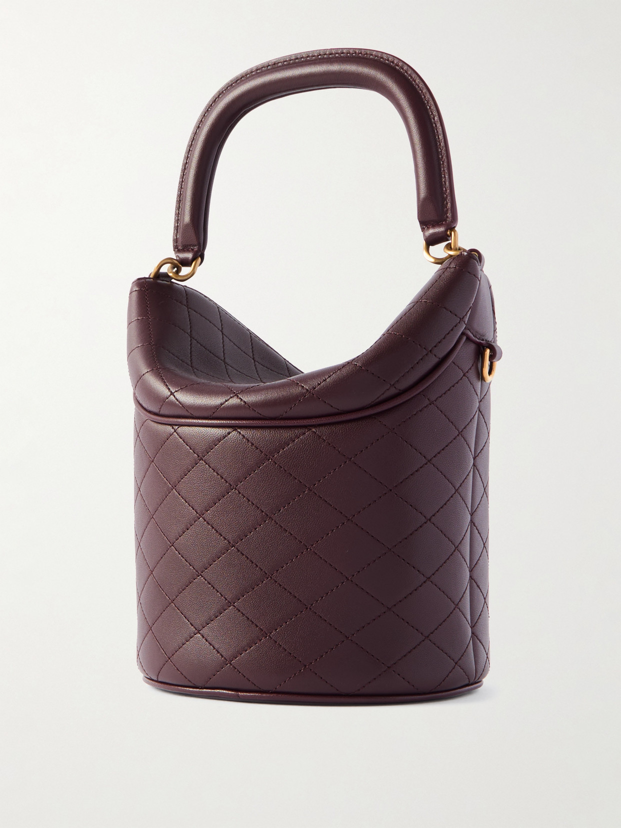 Saint Laurent Gaby Embellished Quilted Leather Bucket Bag In Burgundy ...