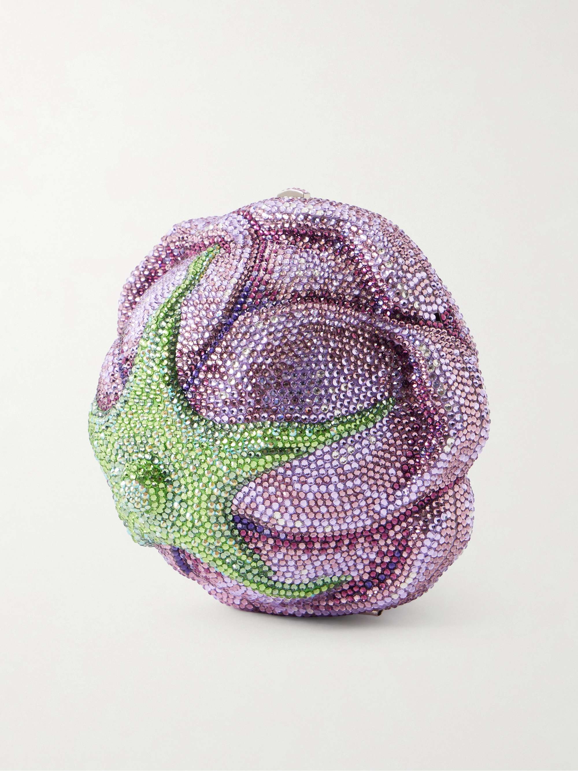 JUDITH LEIBER COUTURE Rose Melody crystal-embellished silver-tone ...