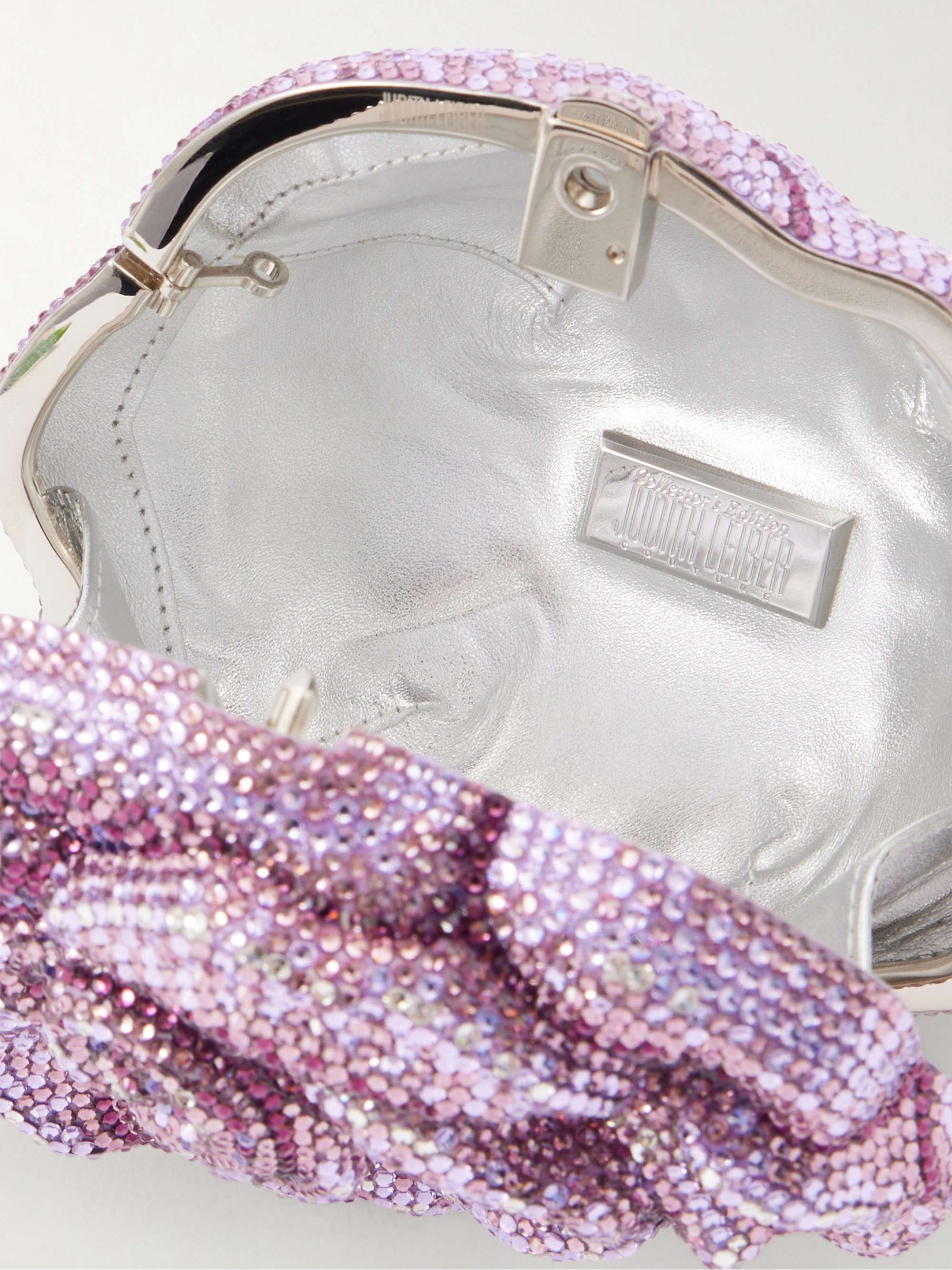 JUDITH LEIBER COUTURE Rose Melody crystal-embellished silver-tone ...