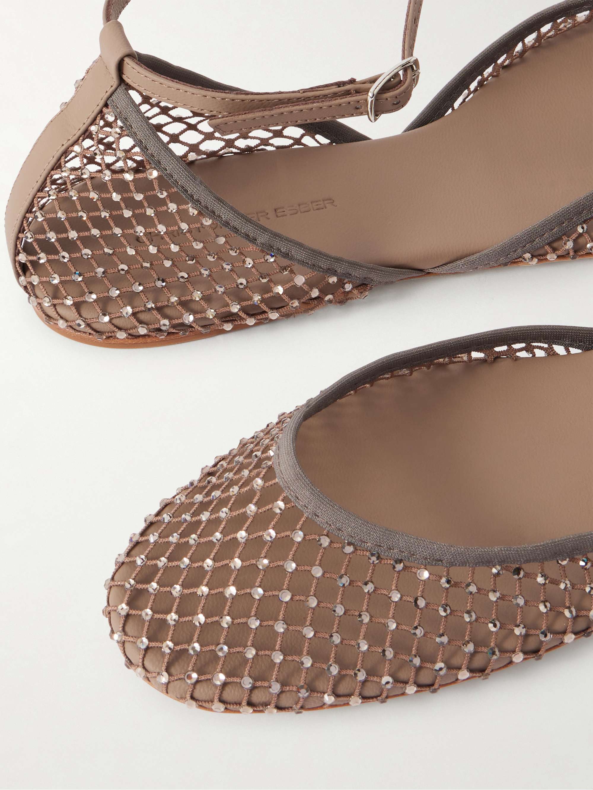 CHRISTOPHER ESBER Minette leather-trimmed crystal-embellished mesh ...