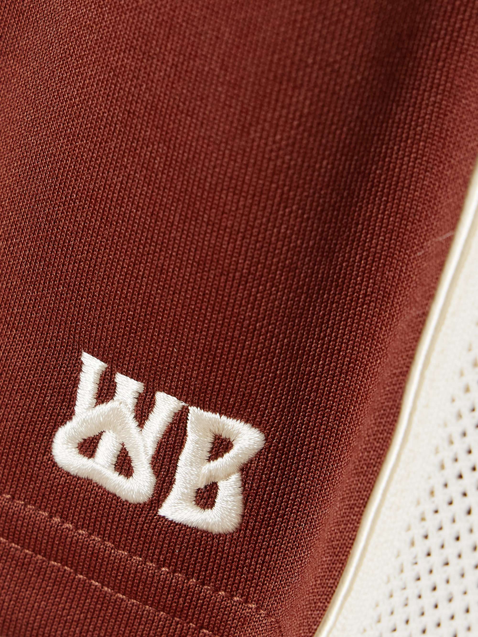 WALES BONNER Motion embroidered mesh-trimmed jersey shorts | NET-A-PORTER