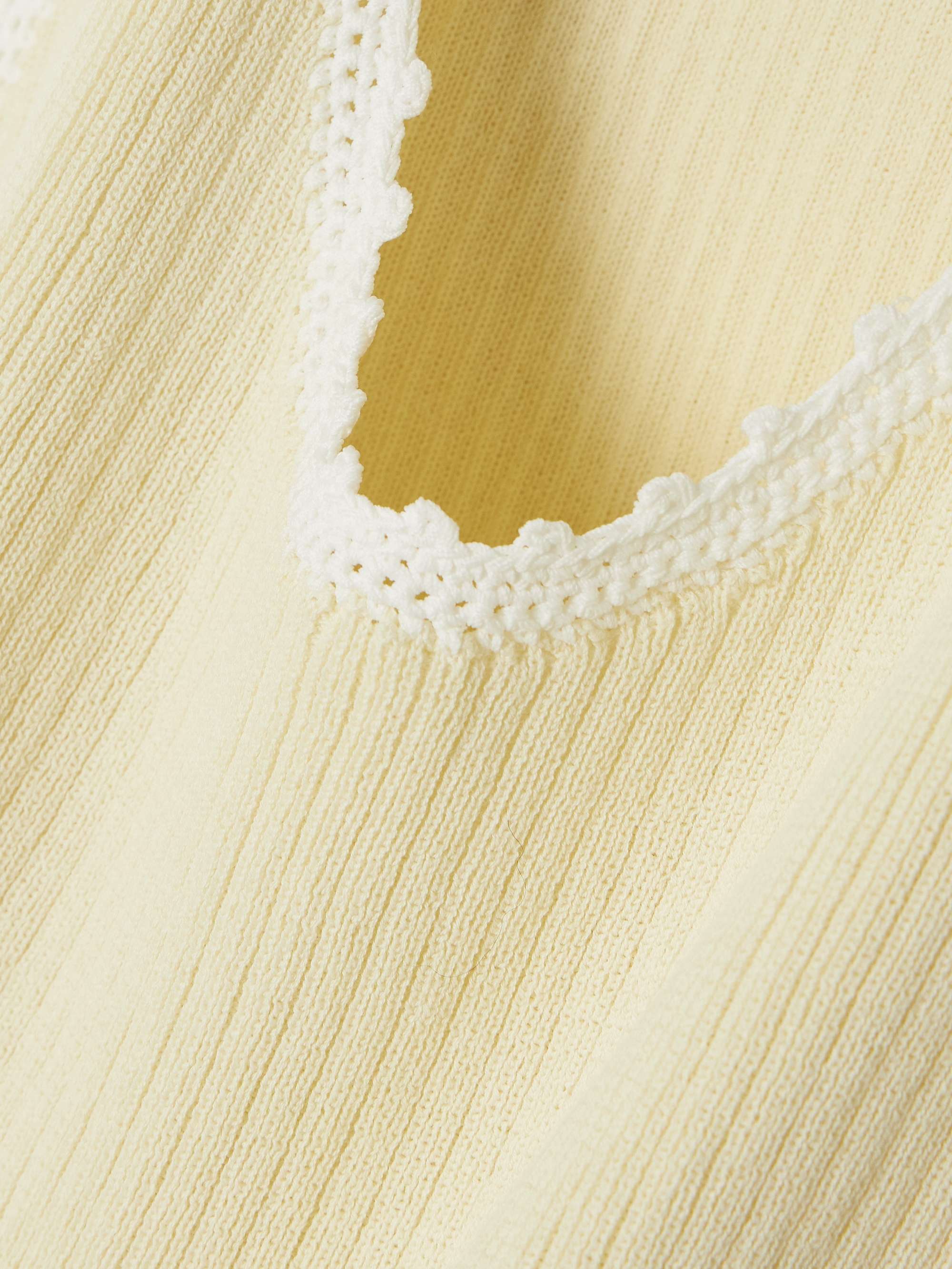 WALES BONNER Alice crochet-trimmed knitted cotton-blend tank | NET-A-PORTER