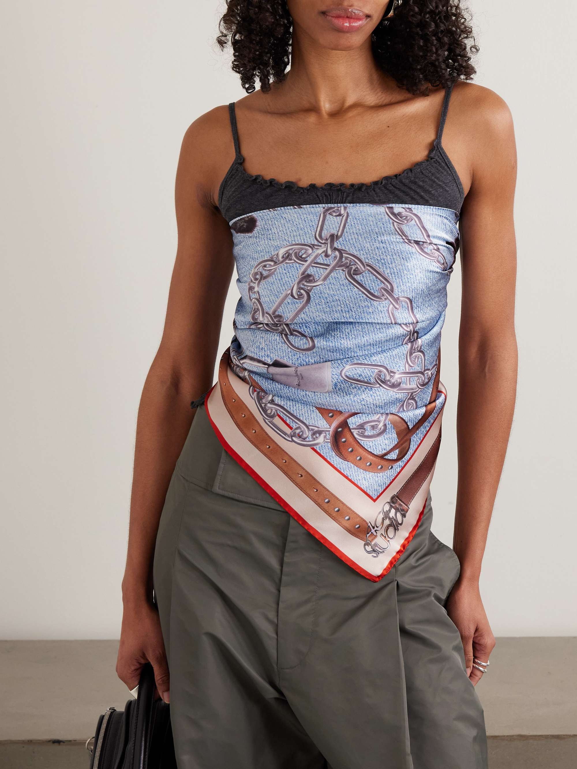 ACNE STUDIOS Printed silk-satin scarf | NET-A-PORTER