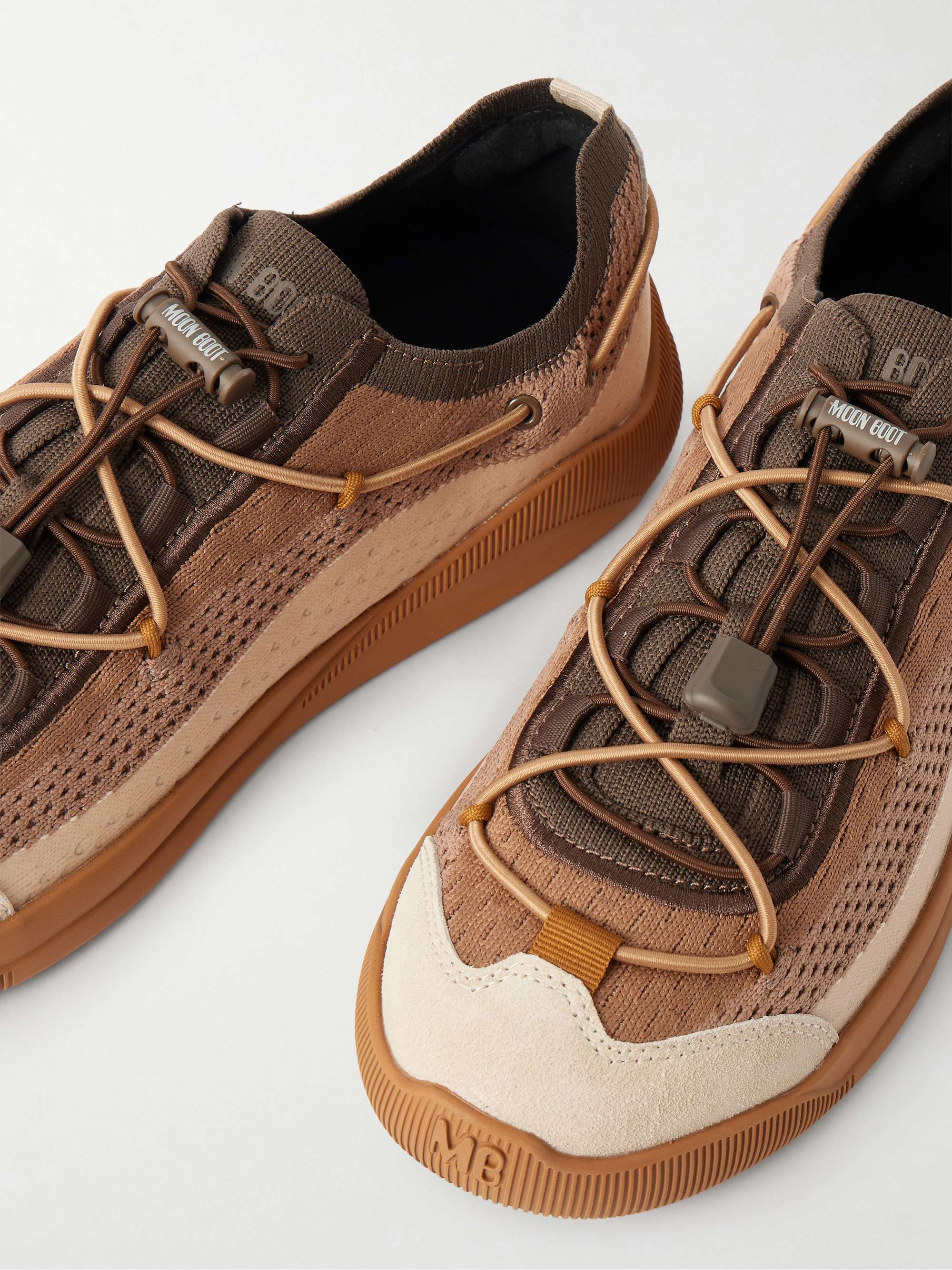 MOON BOOT Moonlight suede-trimmed mesh sneakers | NET-A-PORTER