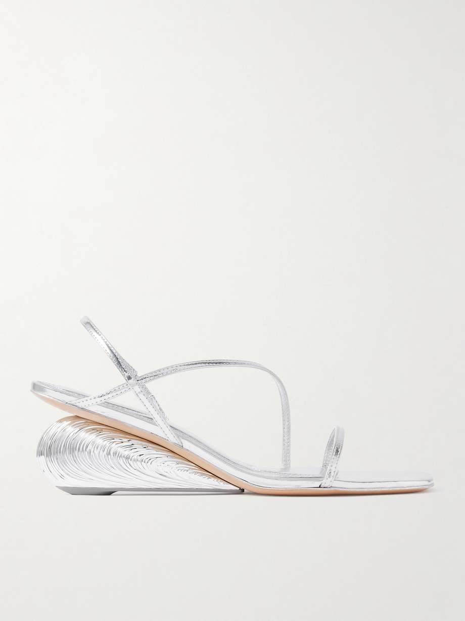 SIMKHAI Bridget metallic leather wedge sandals | NET-A-PORTER