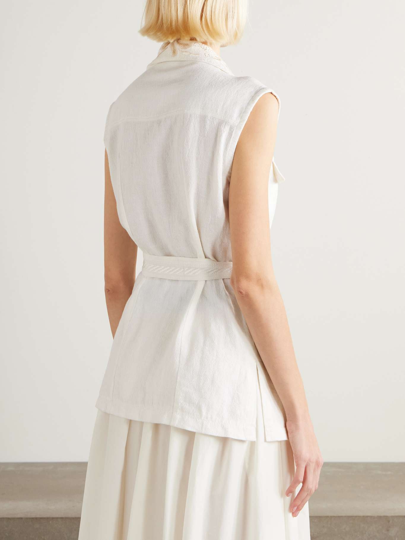 EMPORIO SIRENUSE Daria embroidered linen-blend vest | NET-A-PORTER