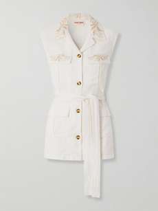 EMPORIO SIRENUSE Daria embroidered linen-blend vest | NET-A-PORTER