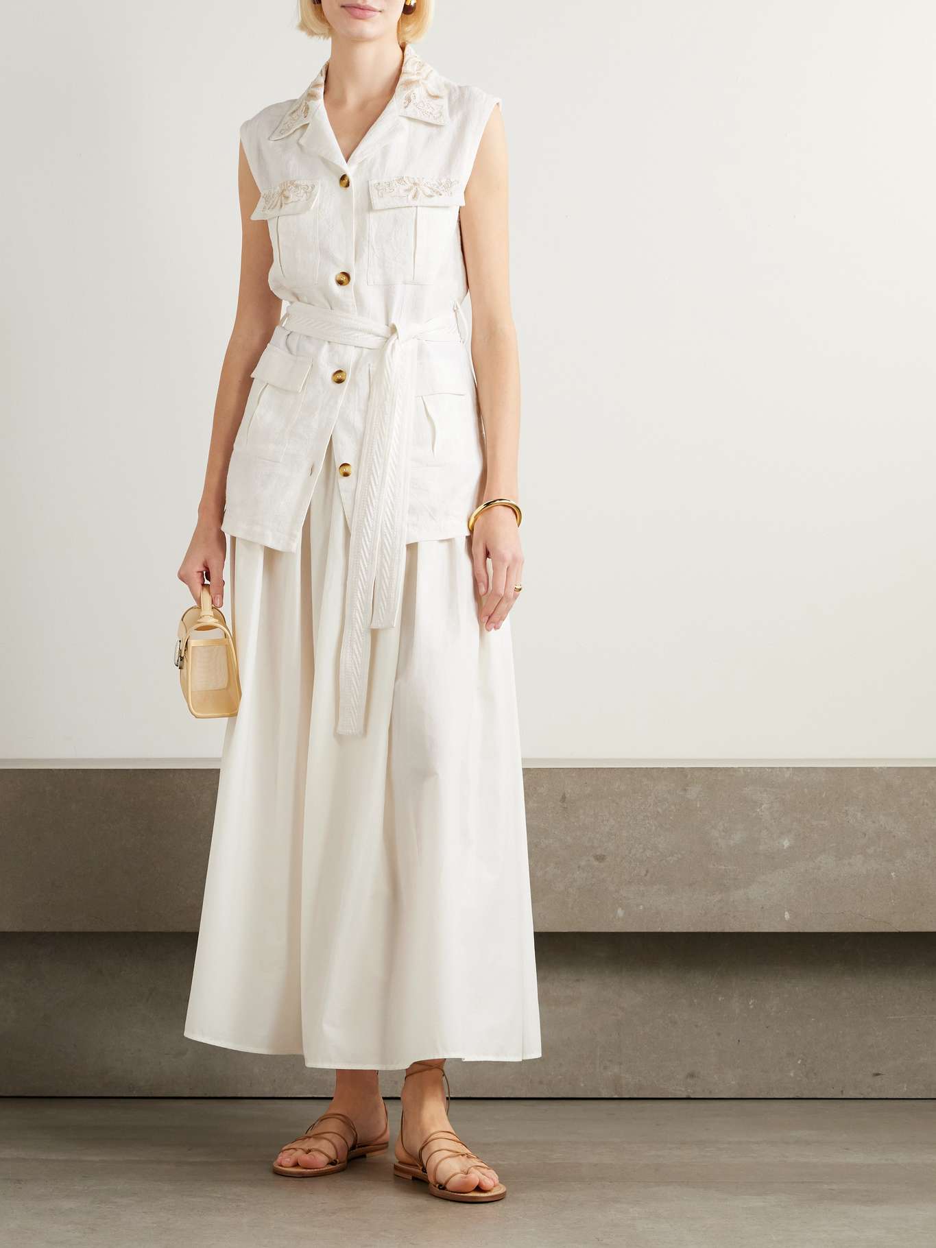 EMPORIO SIRENUSE Daria embroidered linen-blend vest | NET-A-PORTER