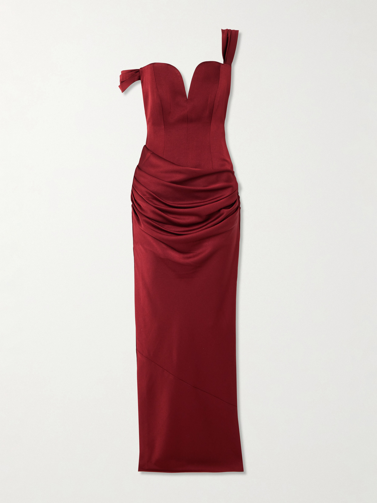 Alex Perry Off-the-shoulder Draped Cady And Satin Gown In Brown | ModeSens