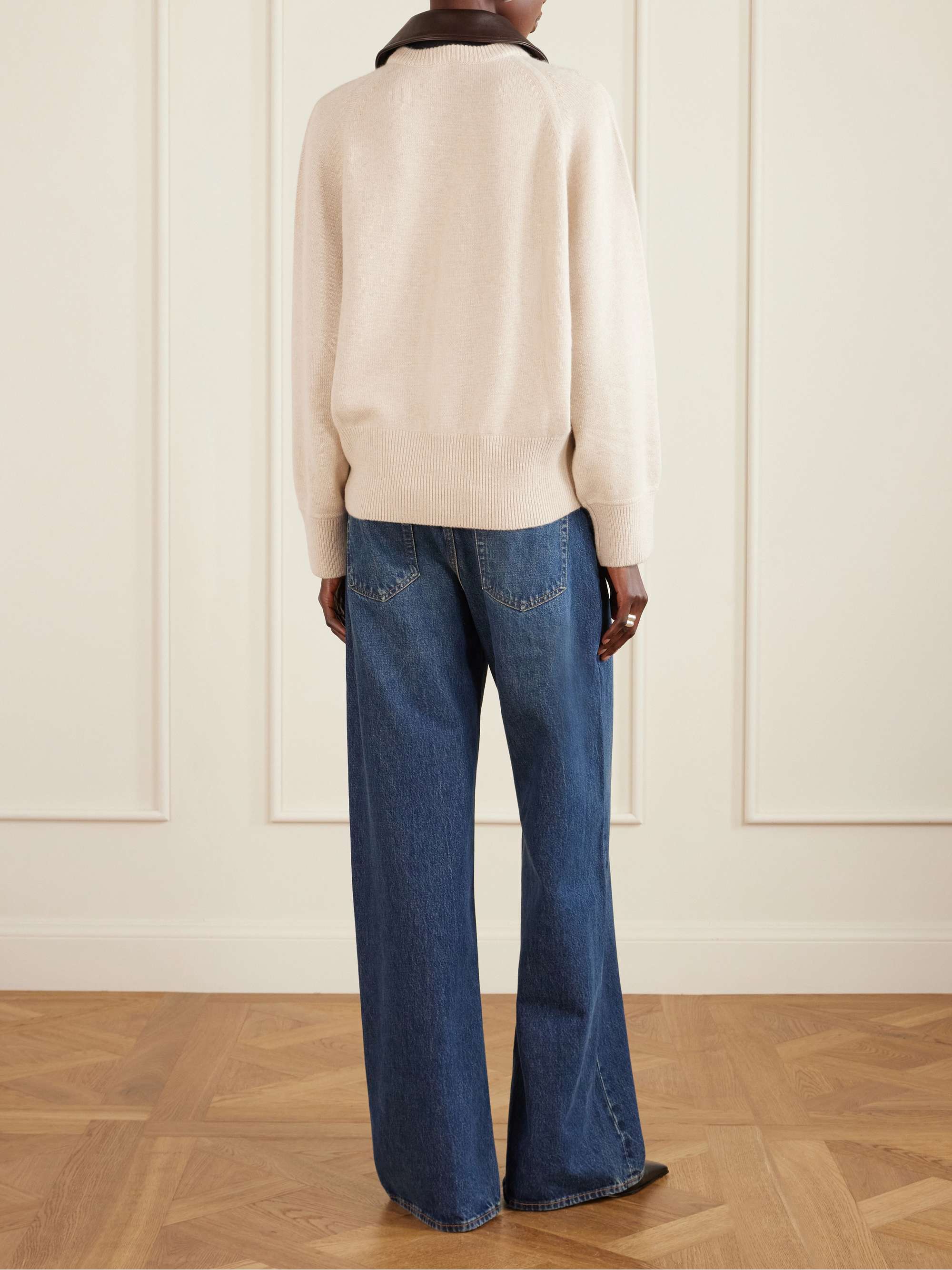 BRANDON MAXWELL Conrad leather-trimmed recycled-cashmere jacket | NET-A ...