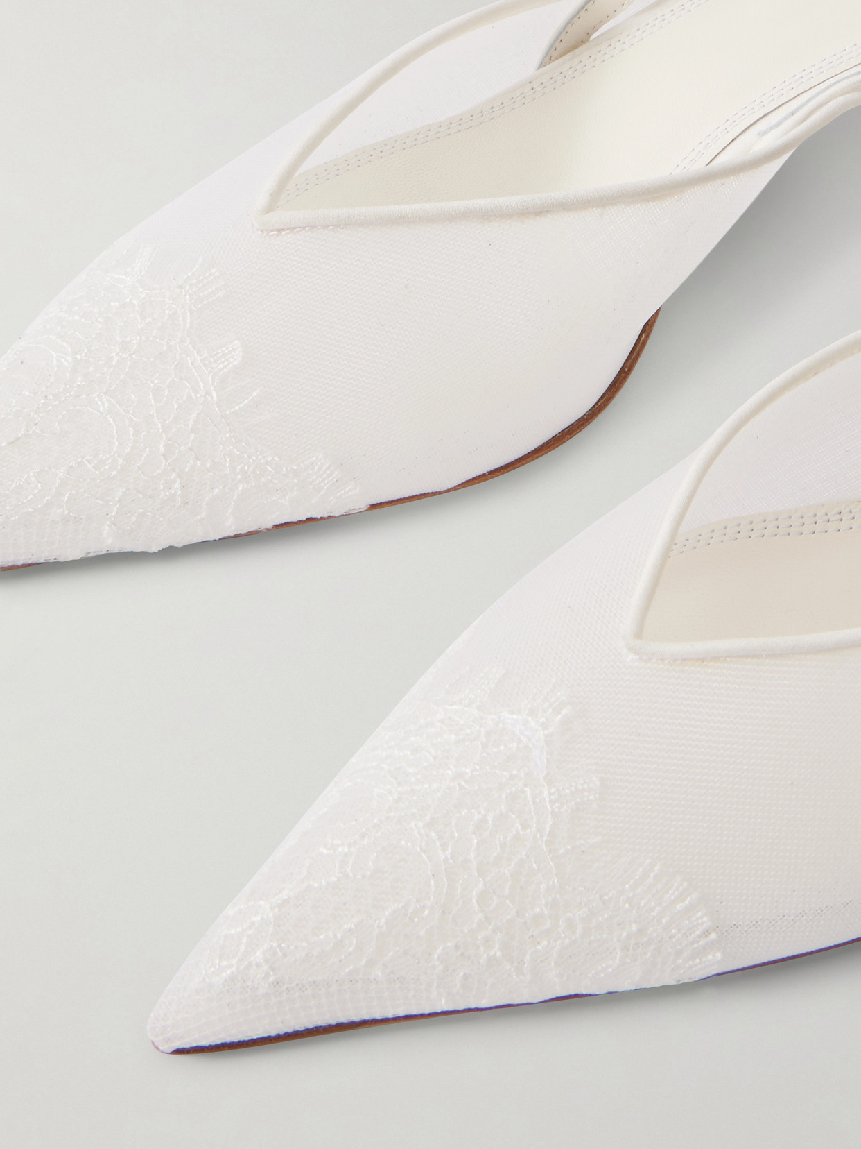 Neous Irena Lace And Satin-trimmed Mesh Slingback Pumps In White | ModeSens