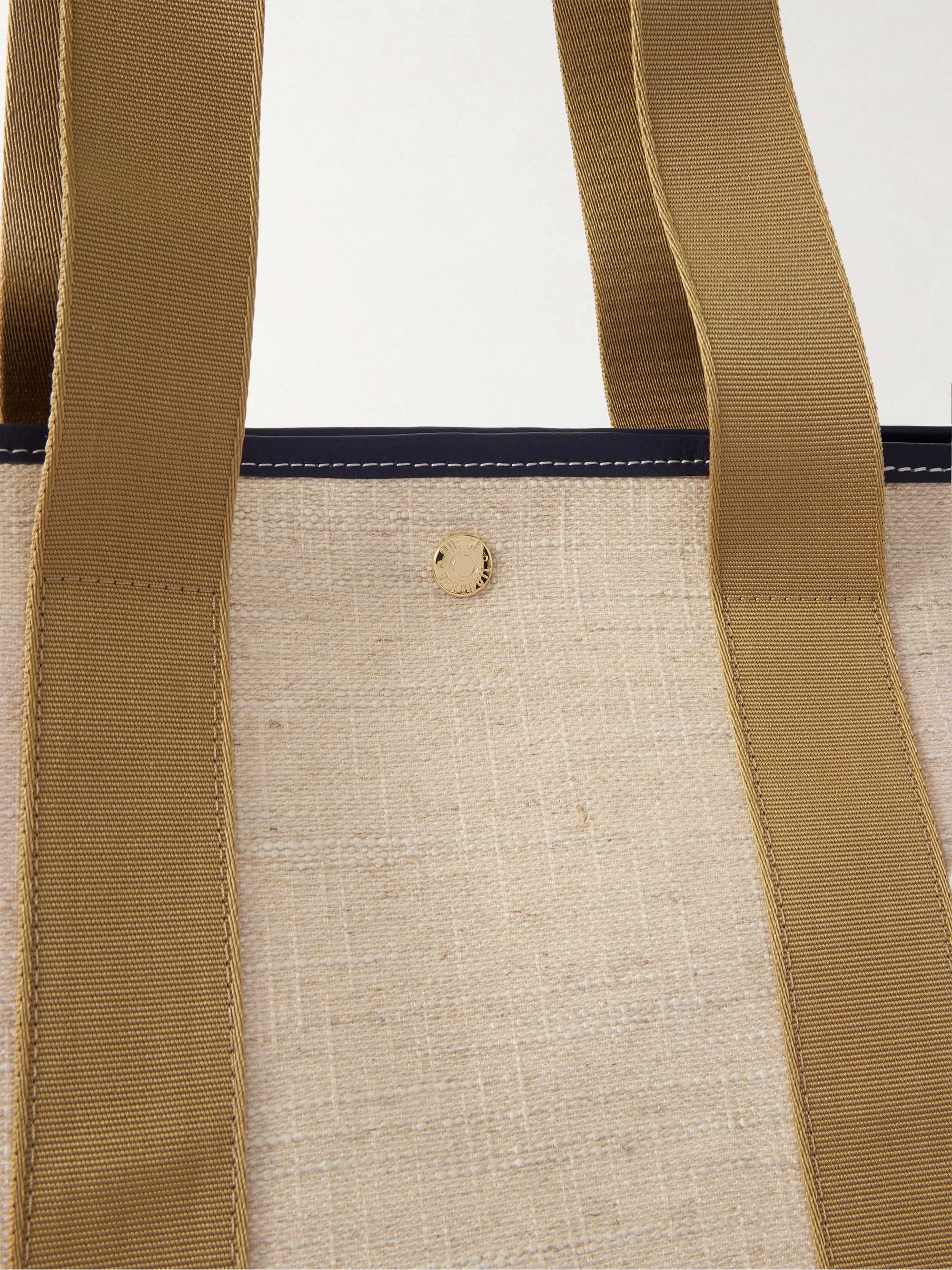 RUE DE VERNEUIL Traversée Shaggy large webbing and leather-trimmed ...