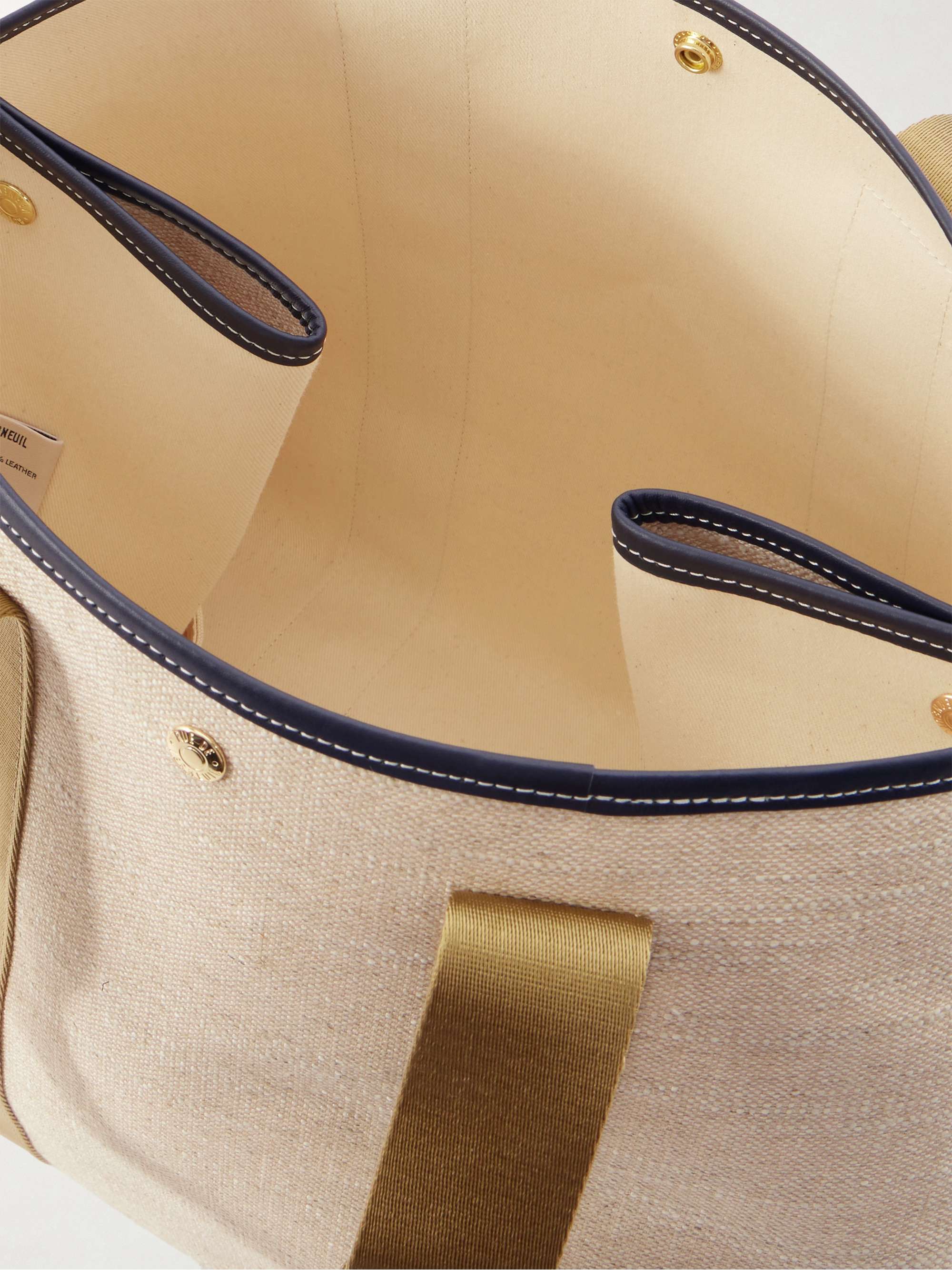 RUE DE VERNEUIL Traversée Shaggy large webbing and leather-trimmed ...