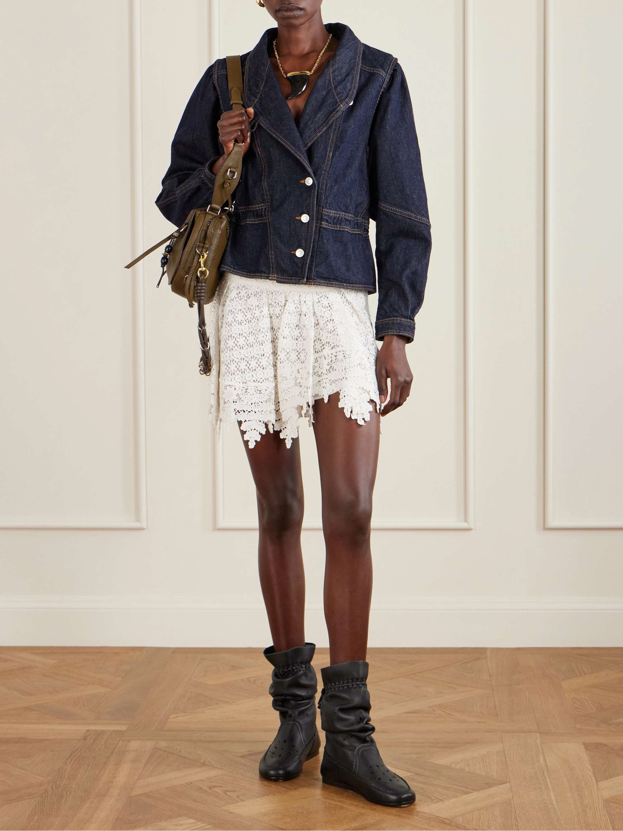 Bottes en cuir texturé découpé au laser Welky MARANT ÉTOILE pour femme ...